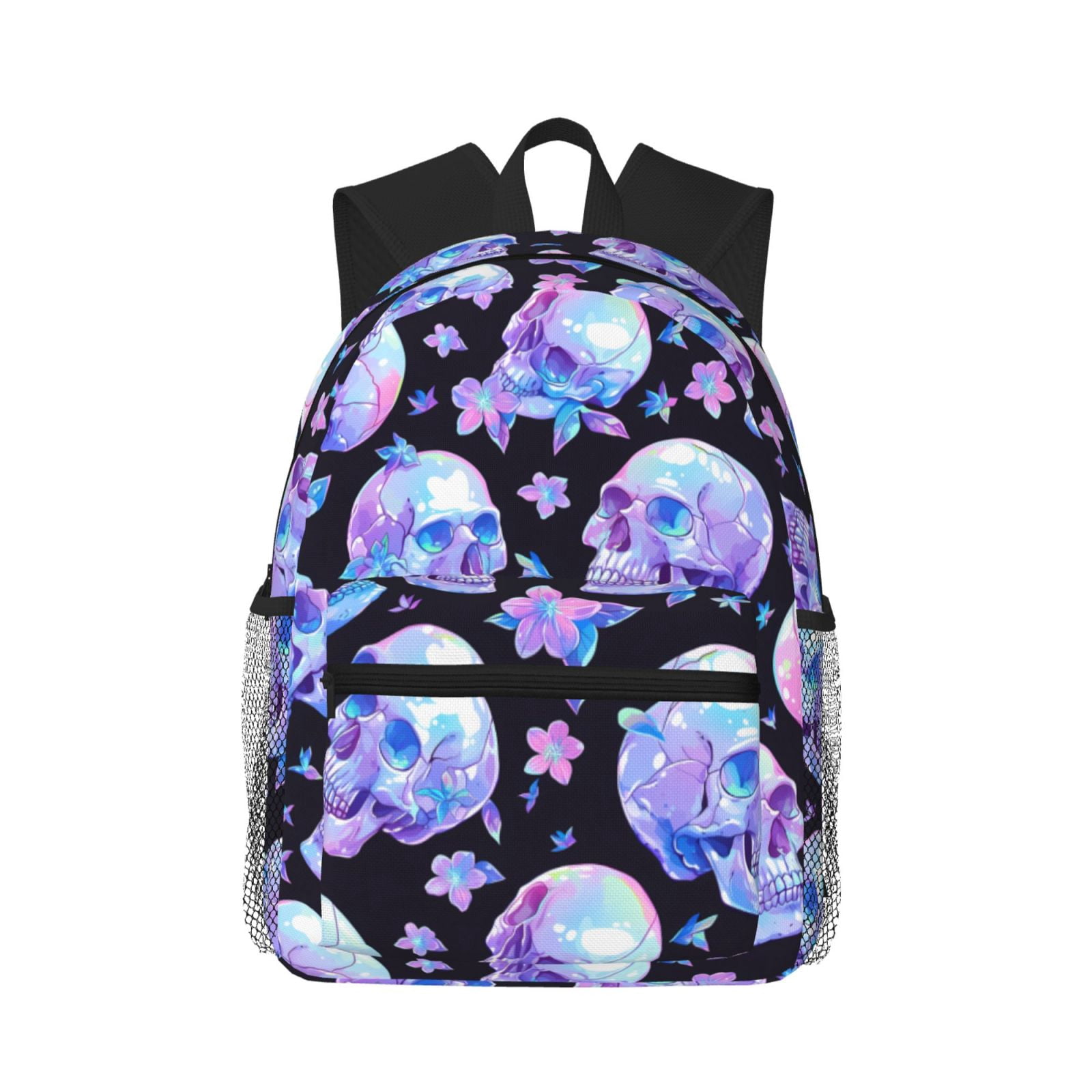 Picia blue Skull flower Large Capacity Backpack Classic Style Backpack ...