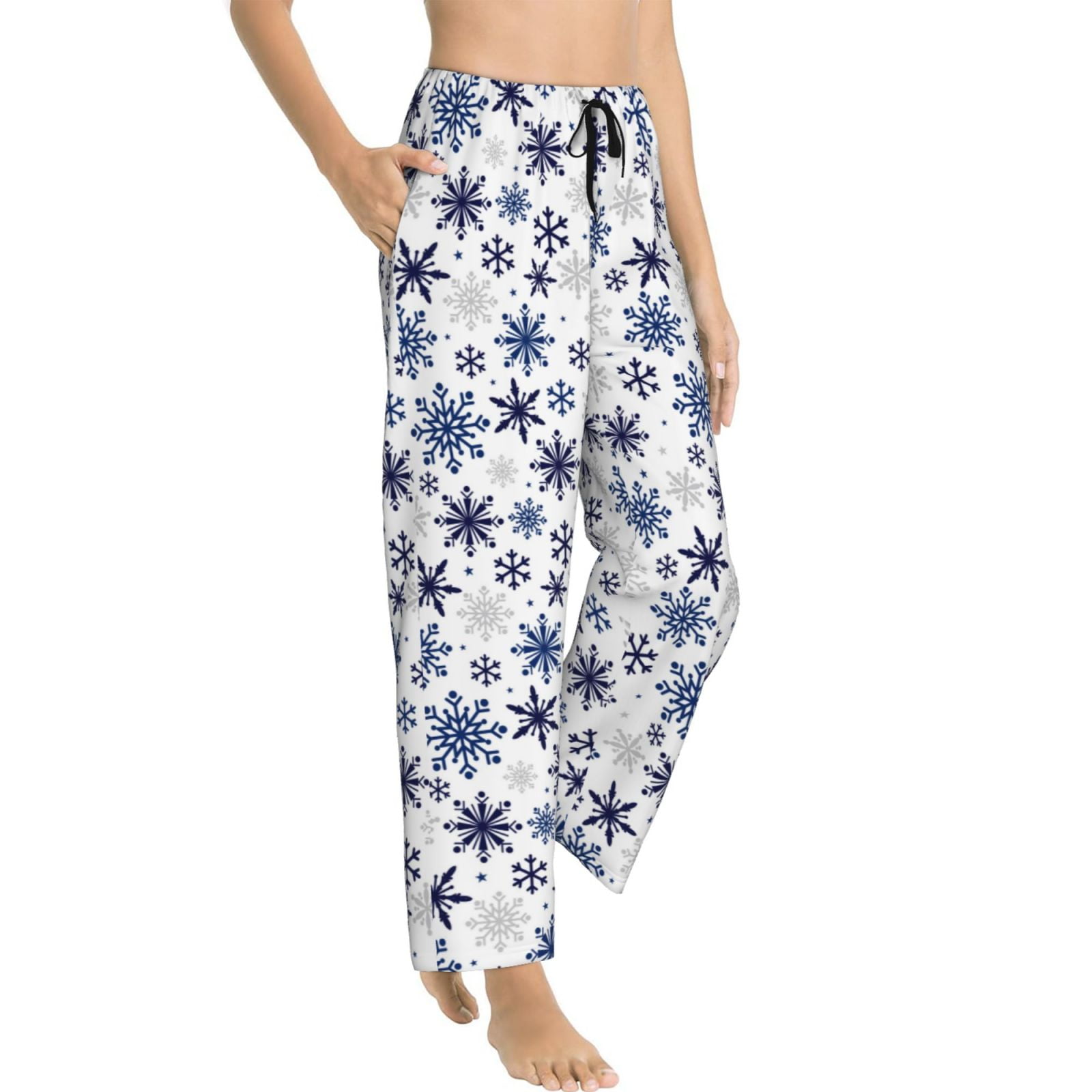Picia blue Snowflake Prints Womens Soft Woven Cotton Elastic Waistband ...