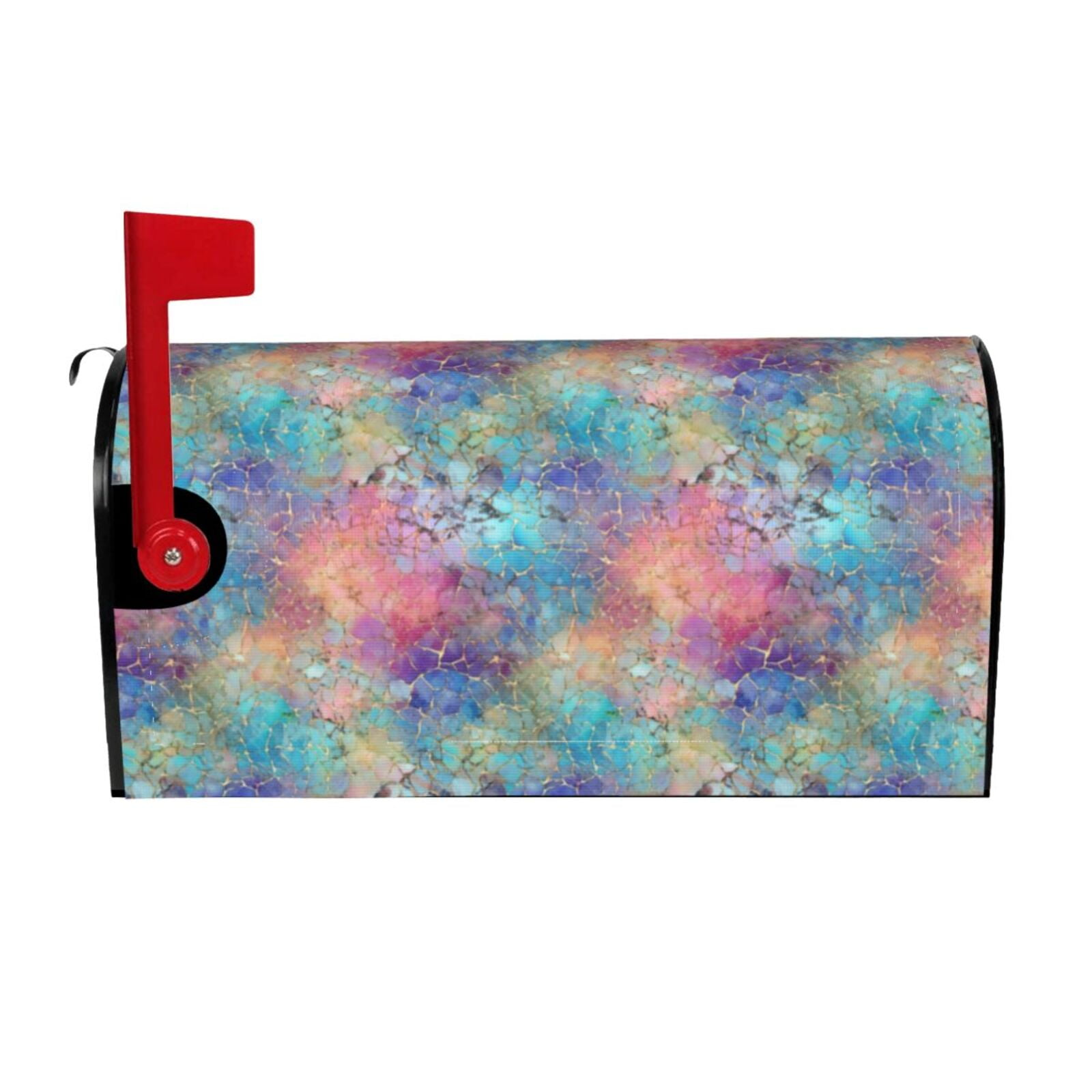 Picia blue pink colorful cracked texture Magnetic Mailbox Cover ...