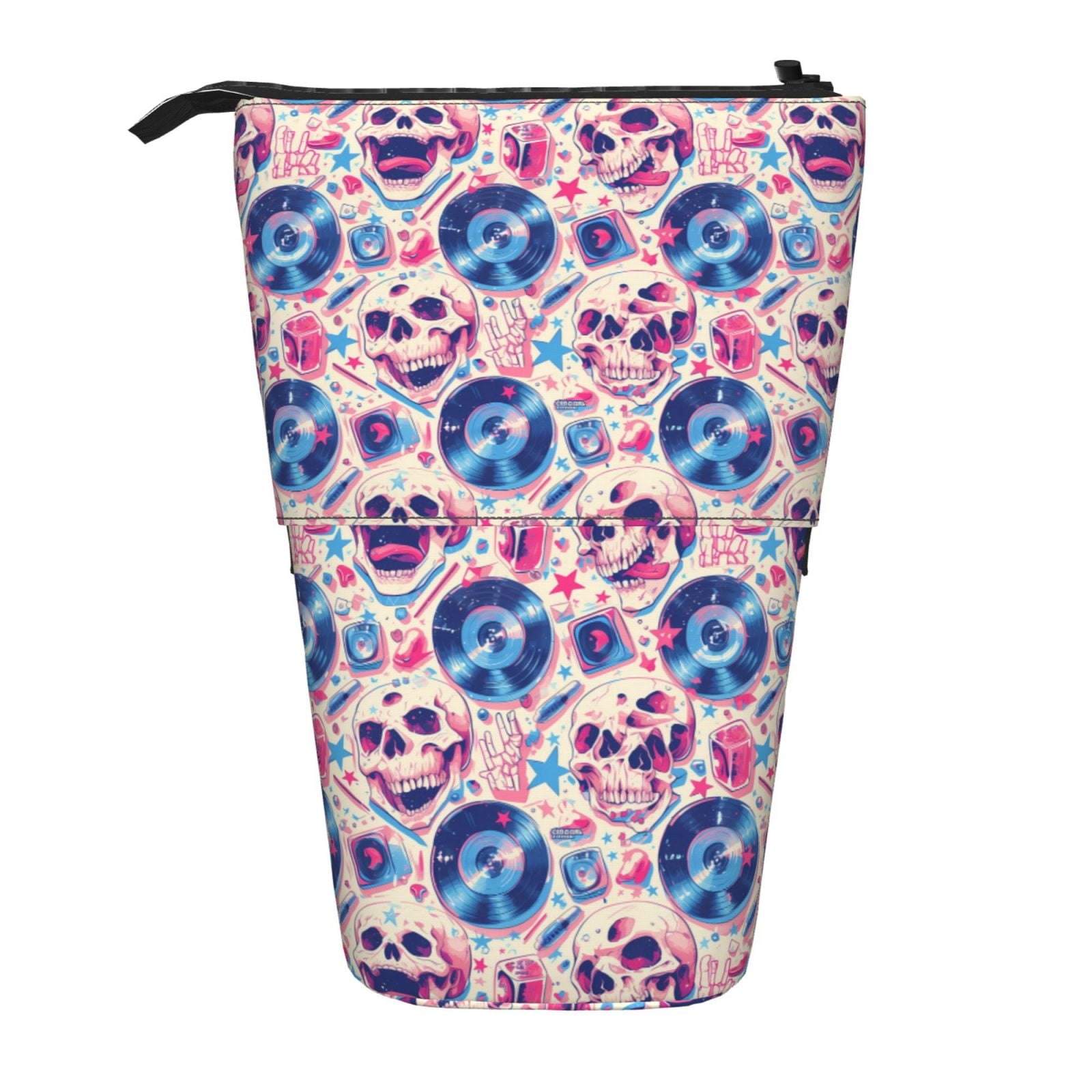 Picia blue record rock Skull Print Telescopic Pencil Case, Telescopic ...