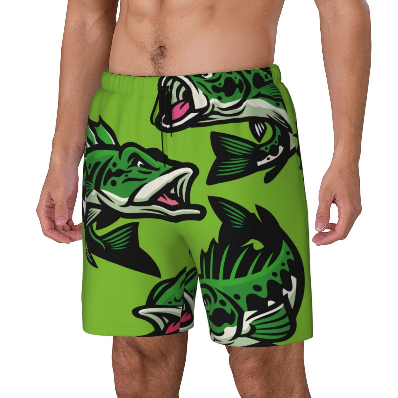 Picia cartoon largemouth bass fish Pattern Mens Swim Trunks with ...