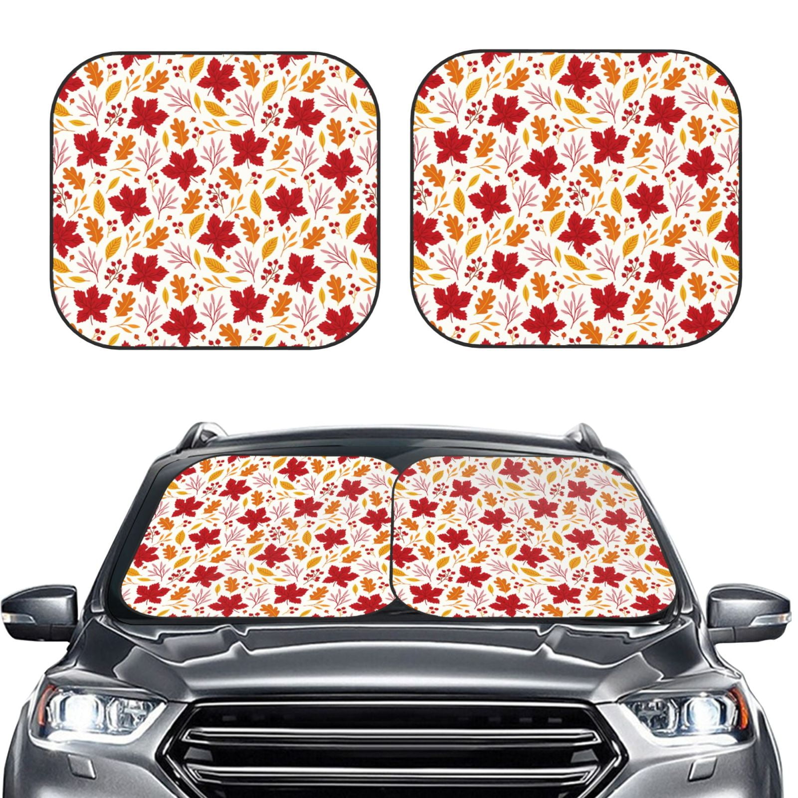 Picia fall laef Maple 2 Piece Car Windshield Sun Shade Foldable ...