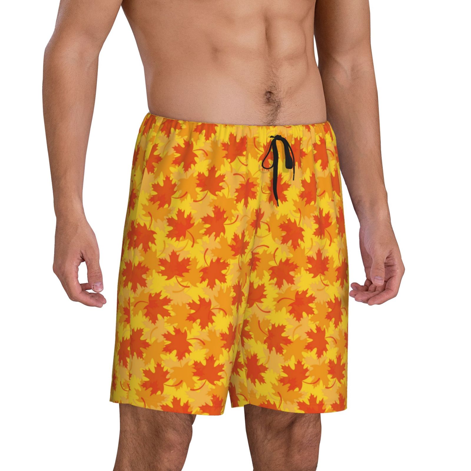 Picia fall retro maple leaf Pajama Shorts for Men, Men's Pajama Bottoms ...