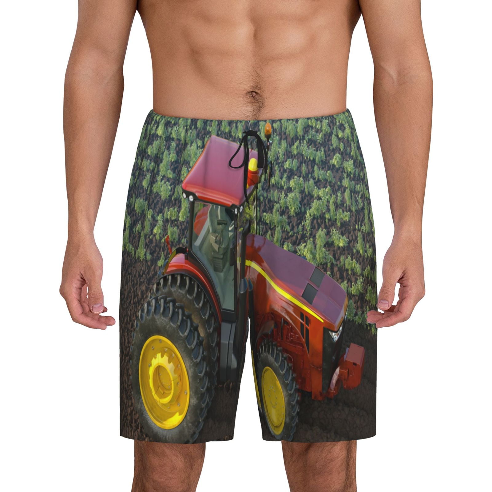 Picia farm tractor Pattern Pajama Shorts for Men, Men's Pajama Bottoms ...