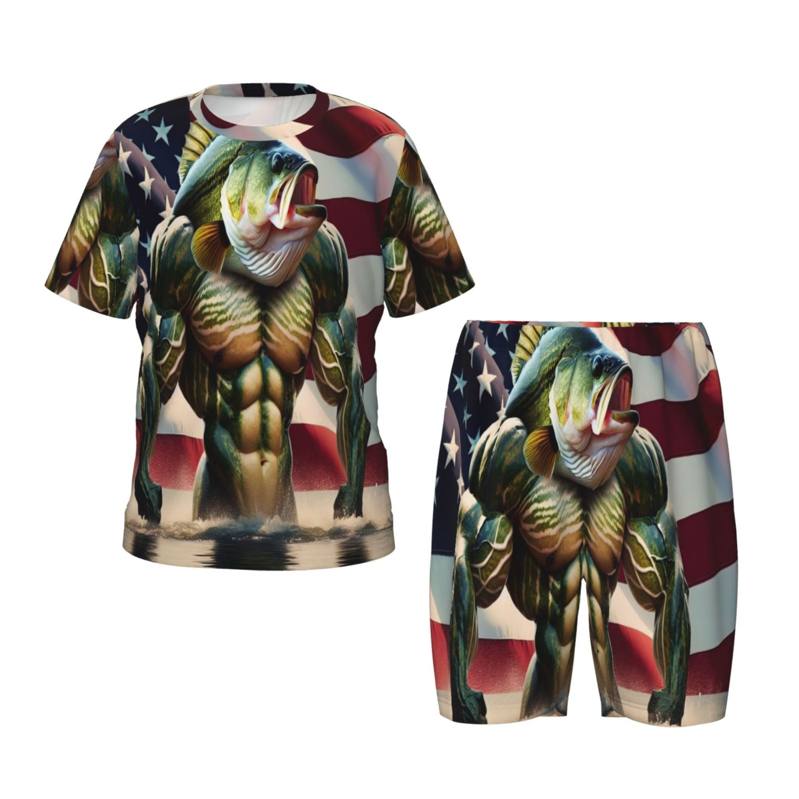 Picia giant bass with big muscles Printed Boys' Kids-PJ Snug Fit Cotton ...