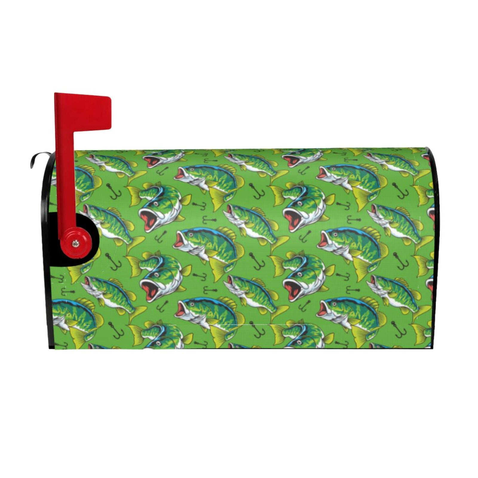 Picia large mouth green color bass fish Magnetic Mailbox Cover Standard ...
