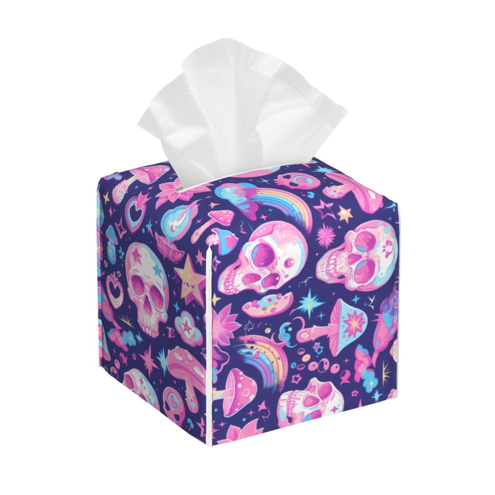 Picia mushroom rainbow color Skull Pattern Tissue Box Cover,PVC Leather ...
