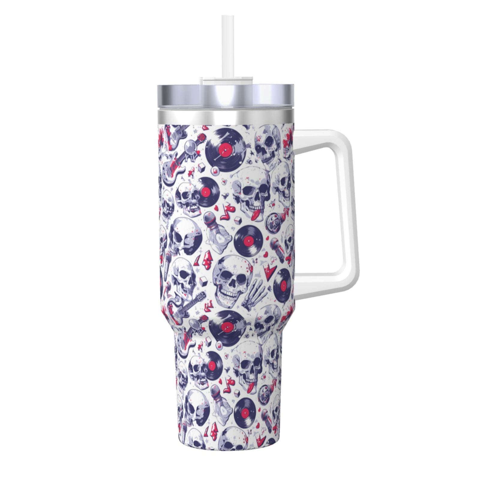 Picia music Skull record mike Pattern 40oz Ice Bully Insulated Tumbler ...