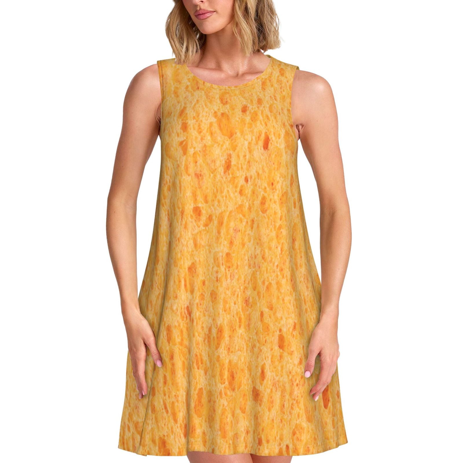 Picia nachos cracker Print Women’s Sleeveless Midi Swing Dress – A-Line ...