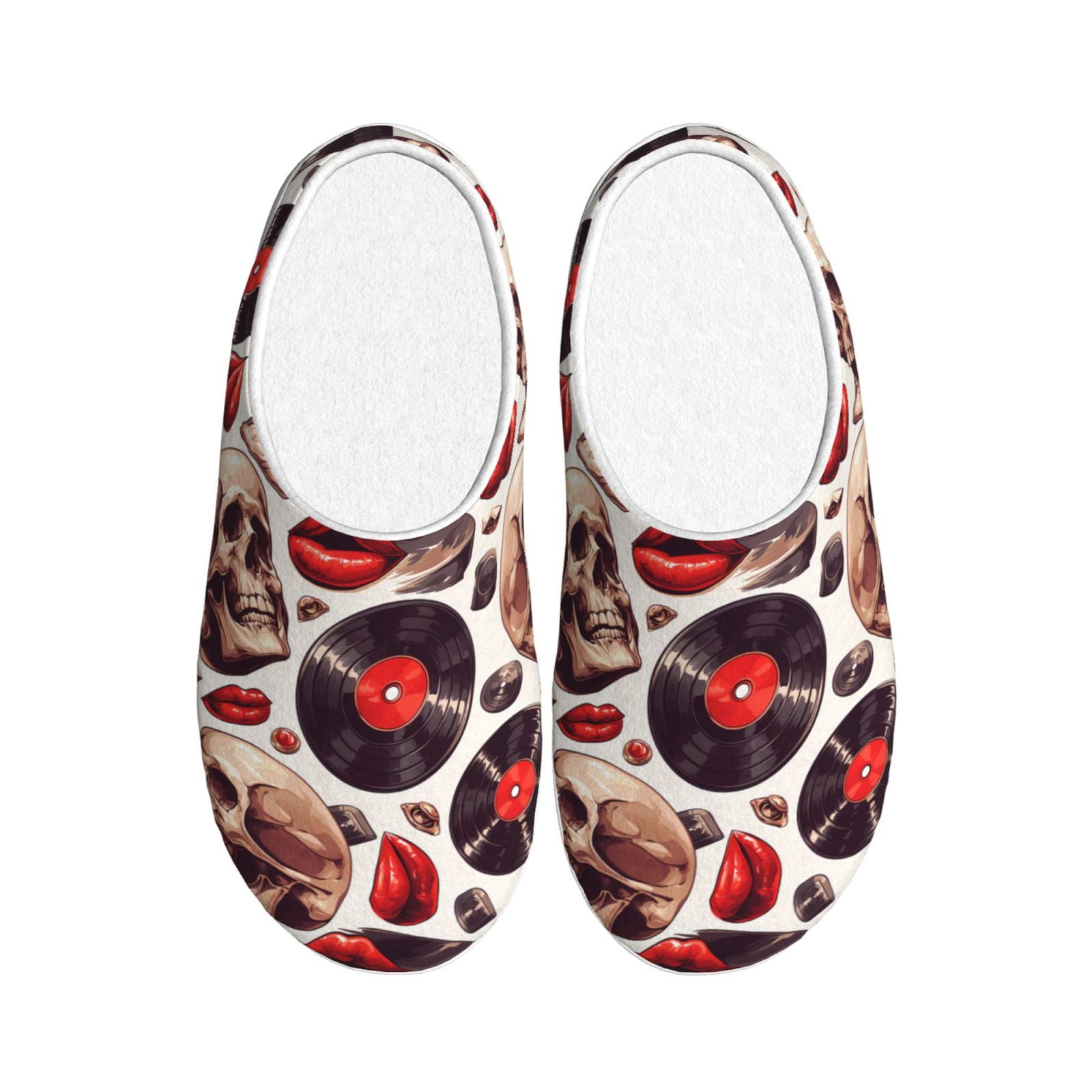 Picia record lips Skull for Women's Lamb-hug Comfy Fleece House ...