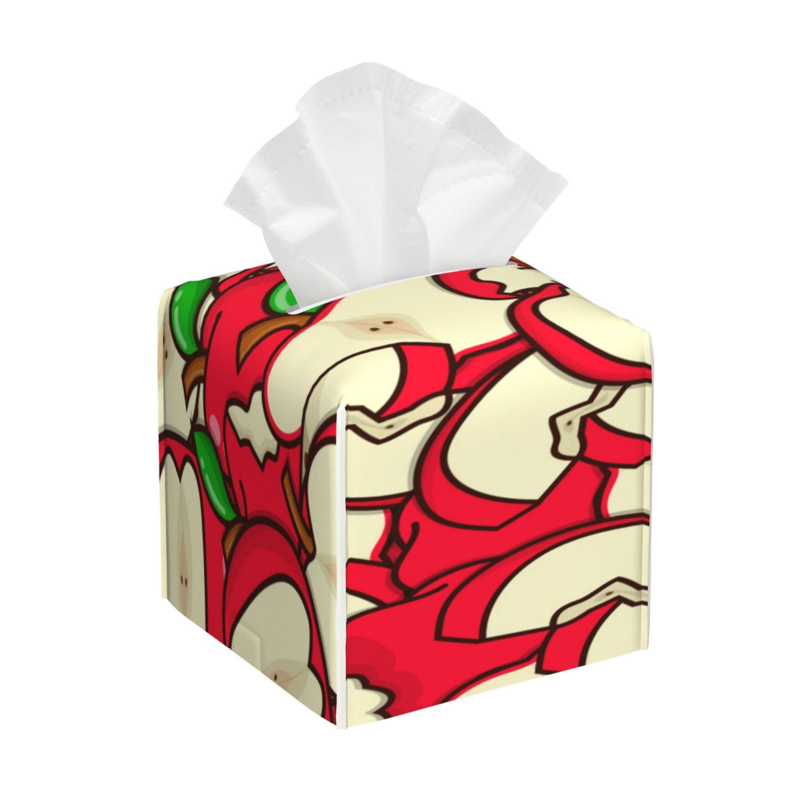 Picia red Fruit Pattern Tissue Box Cover,PVC Leather Square Holder ...