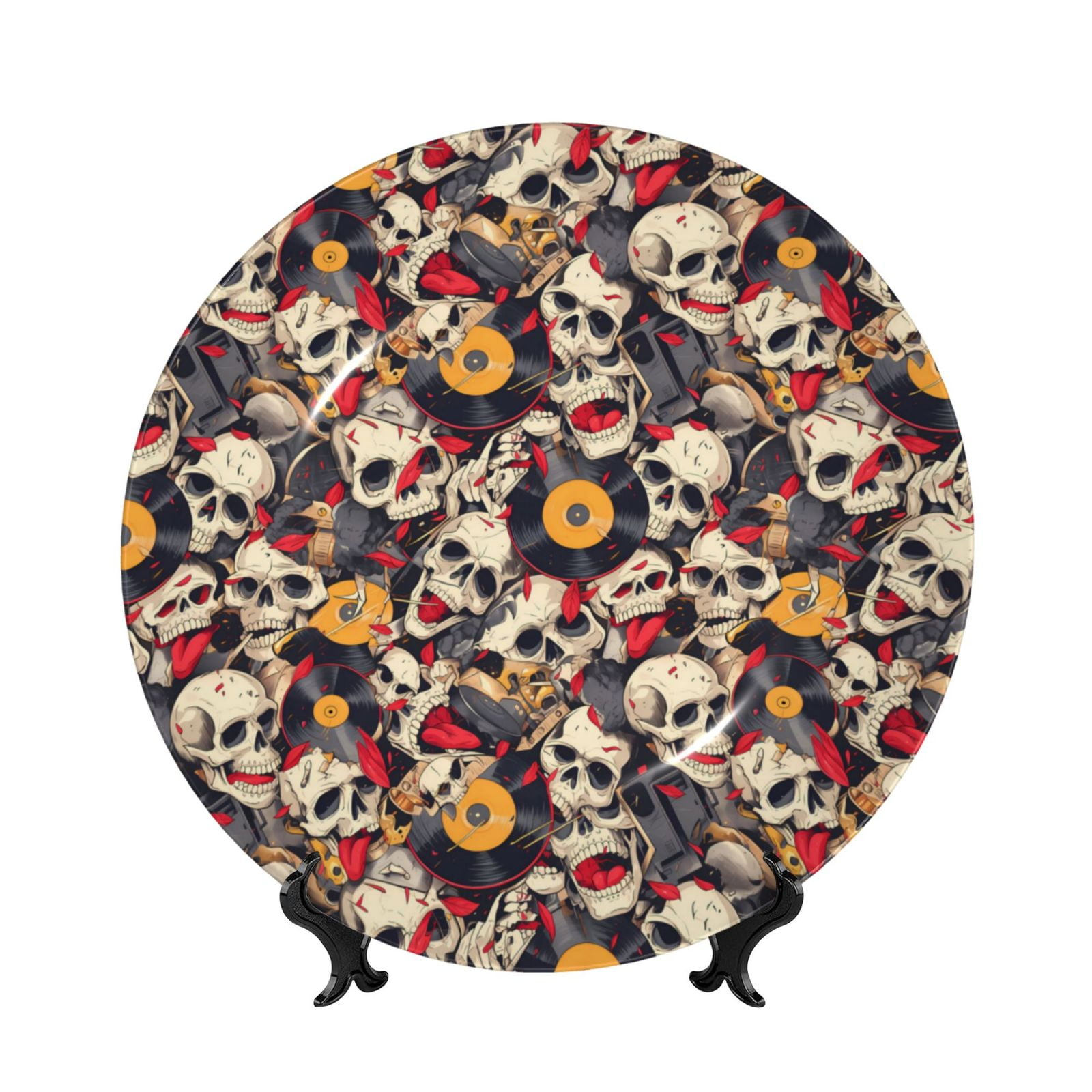 Picia rock Skull record artist Pattern Bone China Decorative Plate ...