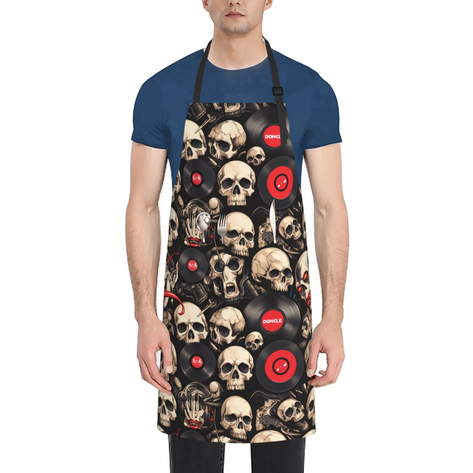 Picia rock record Skull Waterproof Apron for Unisex Adult - Adjustable ...
