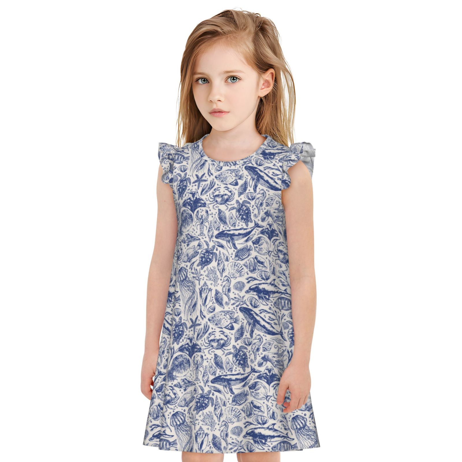 Picia sea animals Pattern Girls Nightgowns,Unicorn Dress Pajamas for Toddler,Girls Princess ...