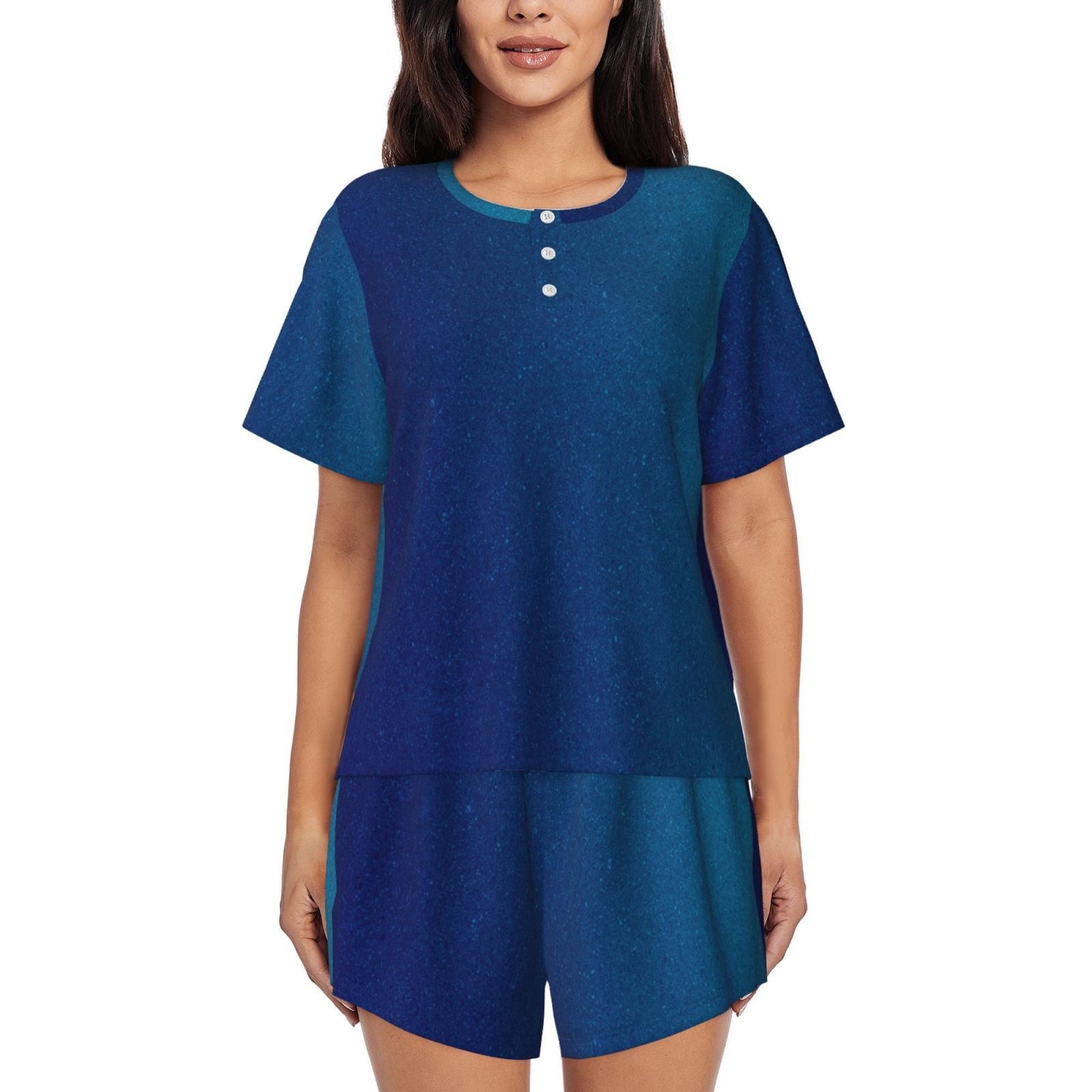 Picia teal blue Pattern Pajamas Sets for Women Soft Short-Sleeved Pjs ...