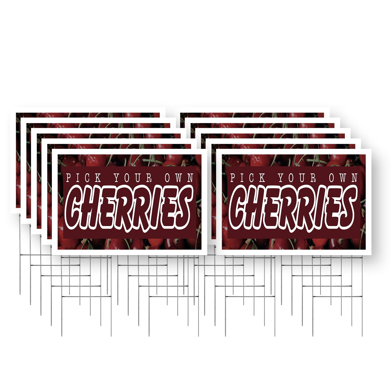 Pick Your Own Cherries Yard Sign 10 Pack of 24 Inch x 36 Inch Double ...