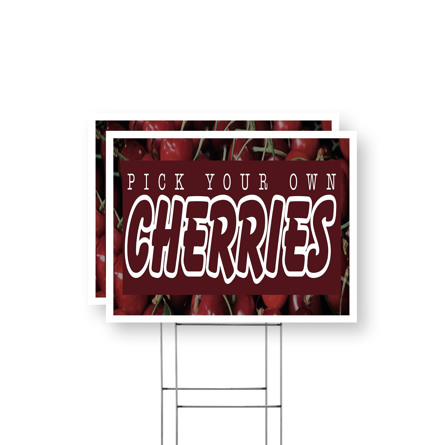 Pick Your Own Cherries Yard Sign 2 Pack of 18 Inch x 24 Inch Double ...