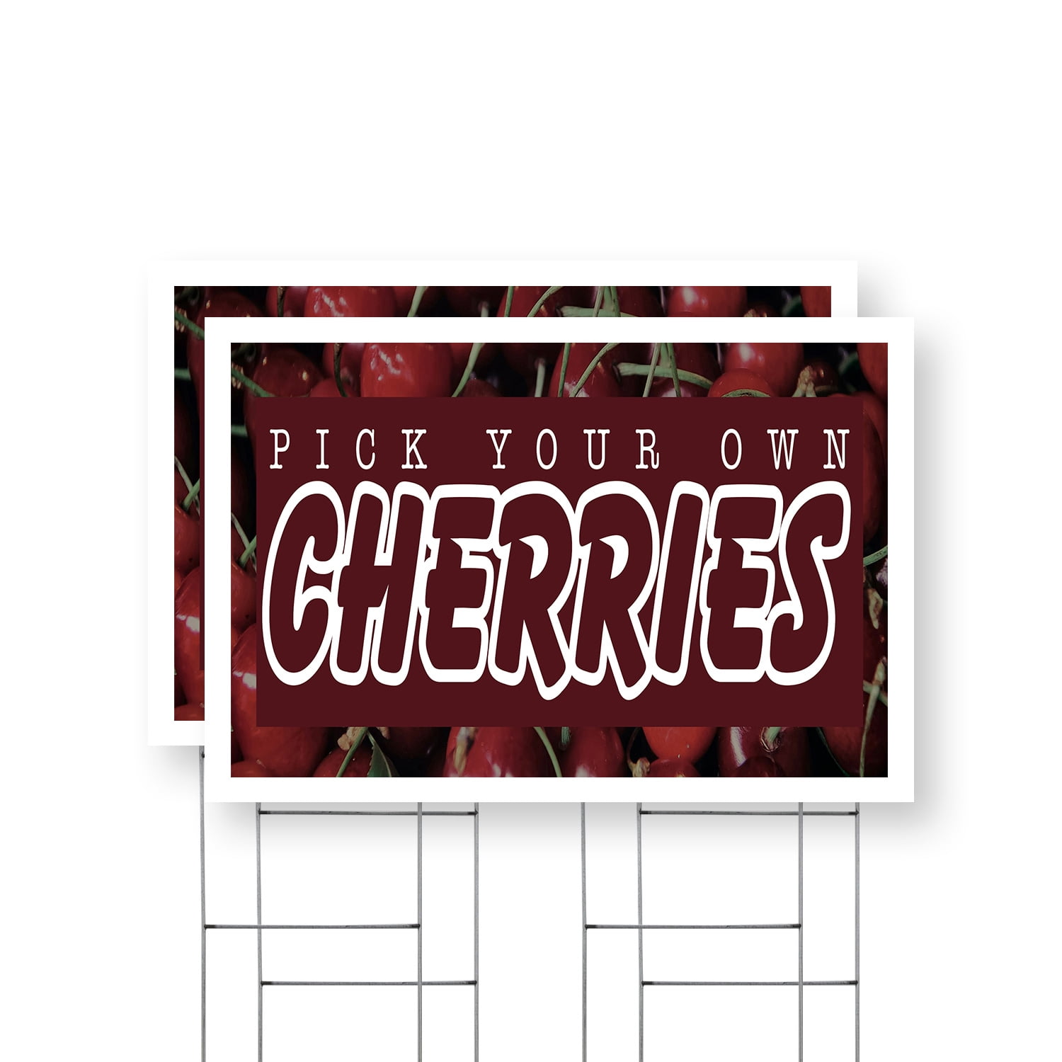 Pick Your Own Cherries Yard Sign 2 Pack of 24 Inch x 36 Inch Double ...