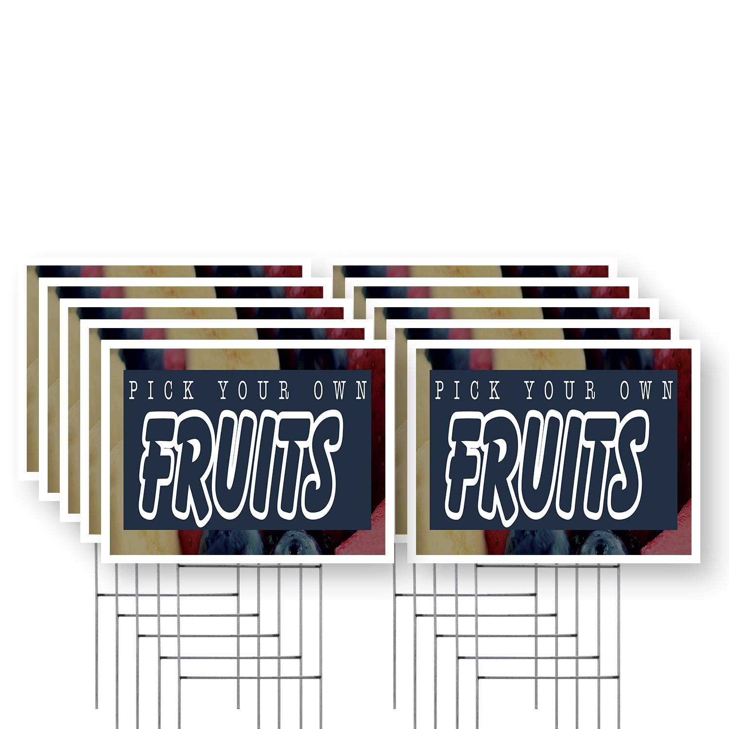 Pick Your Own Fruits Yard Sign 10 Pack of 18 Inch x 24 Inch Double ...