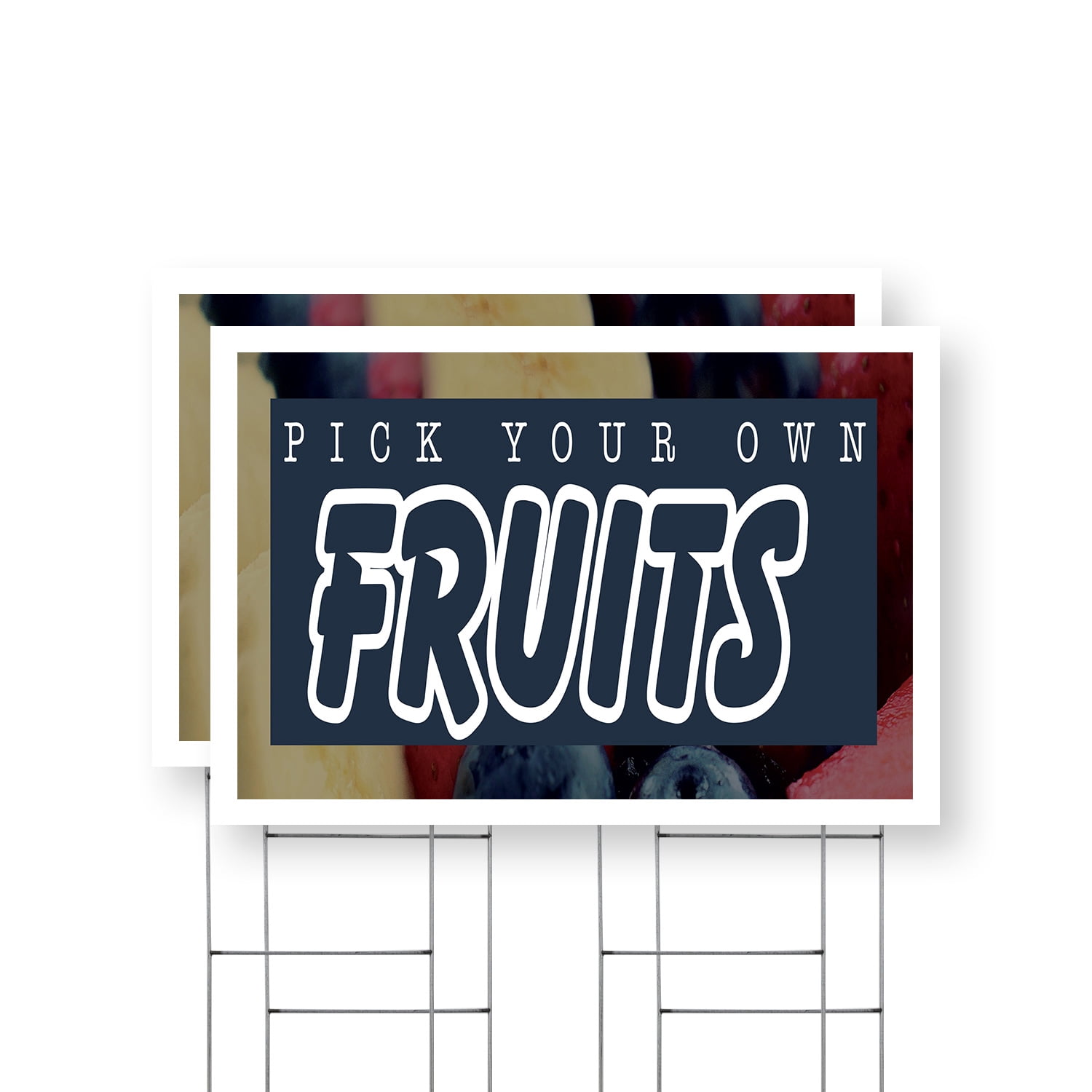 Pick Your Own Fruits Yard Sign 2 Pack of 24 Inch x 36 Inch Double Sided ...