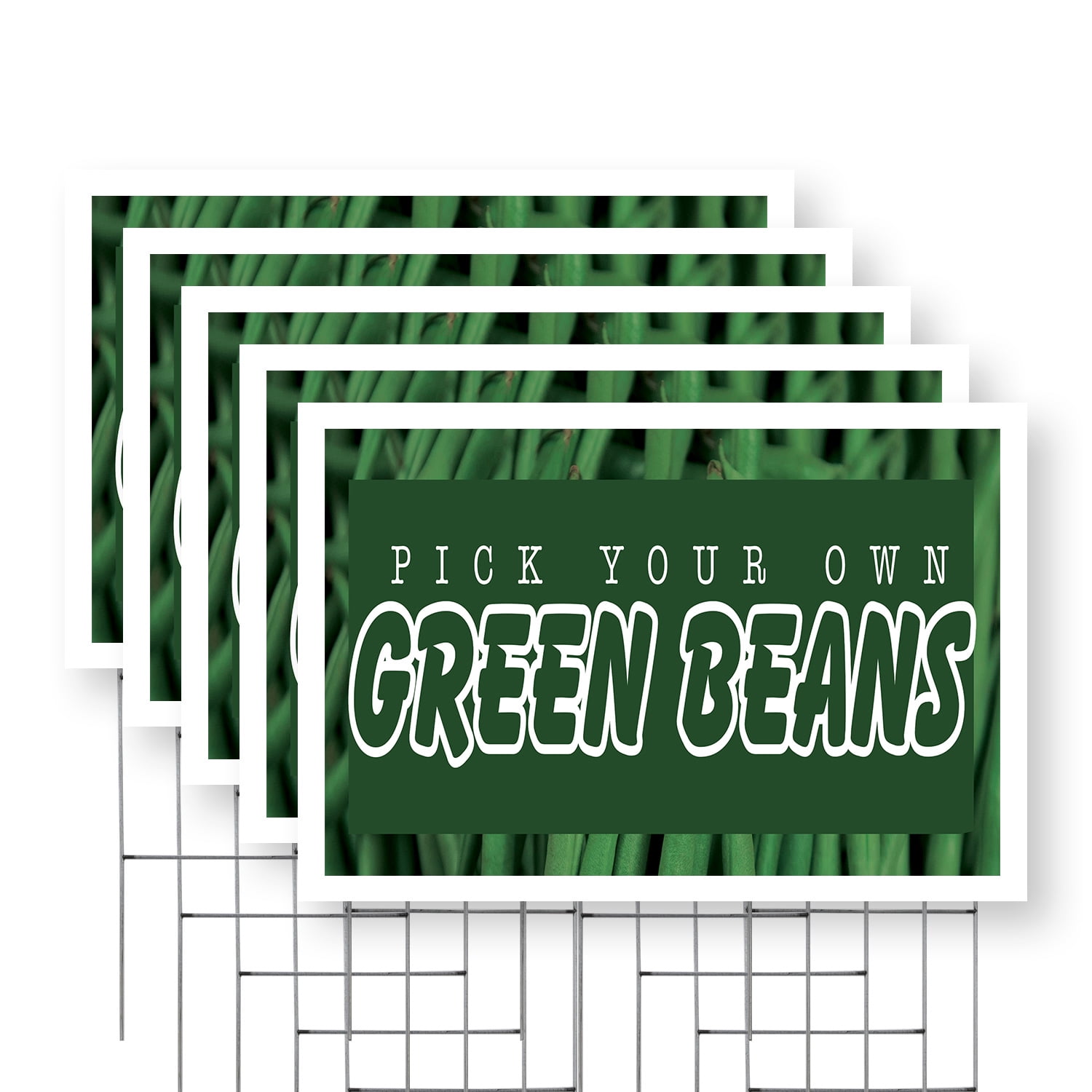 Pick Your Own Green Beans Yard Sign 5 Pack of 24 Inch x 36 Inch Double ...