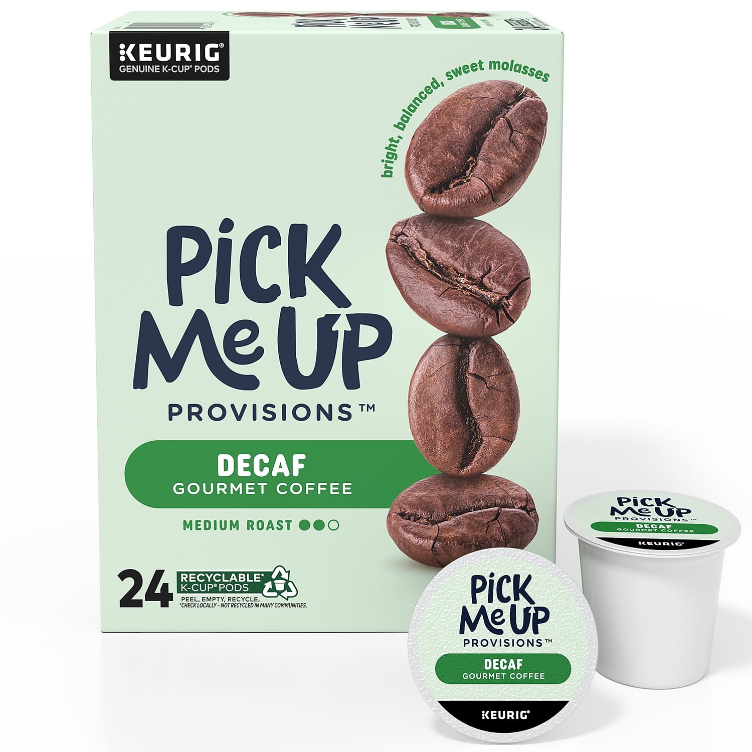 Pick Me Up Provisions Decaf Coffee Keurig K-Cup Pods Medium Roast 24 ...