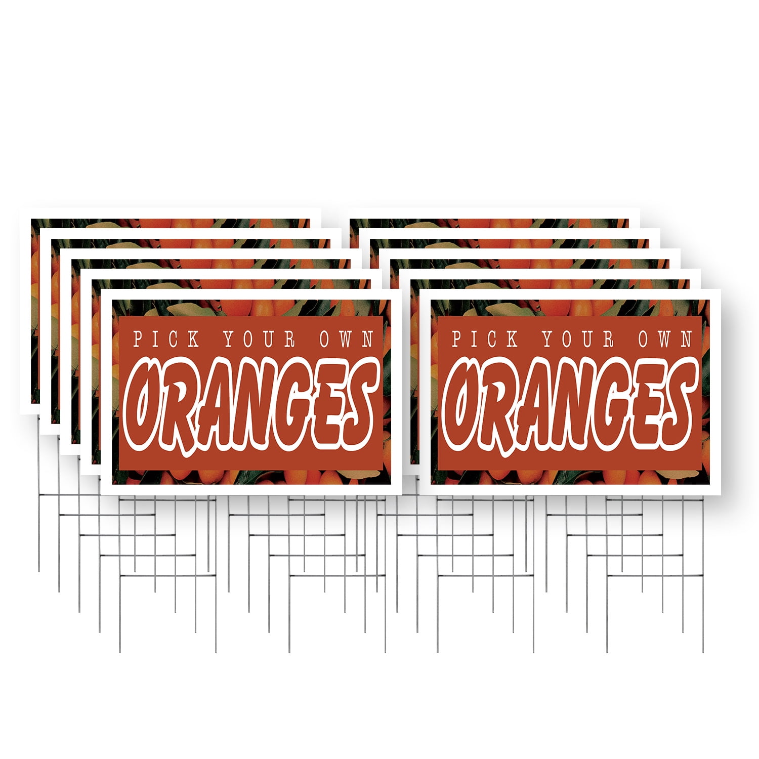 Pick Your Own Oranges Yard Sign 10 Pack of 24 Inch x 36 Inch Double ...
