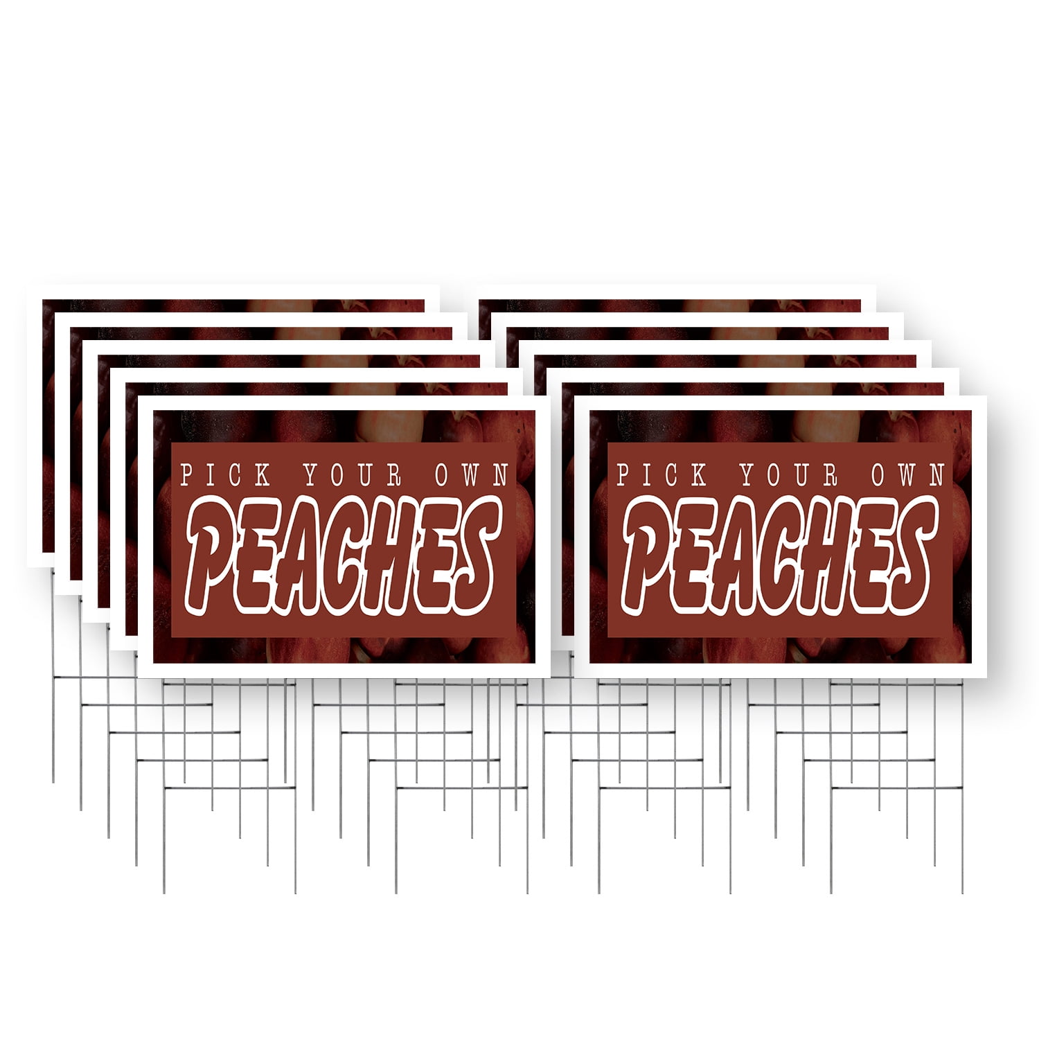 Pick Your Own Peaches Yard Sign 10 Pack of 24 Inch x 36 Inch Double ...