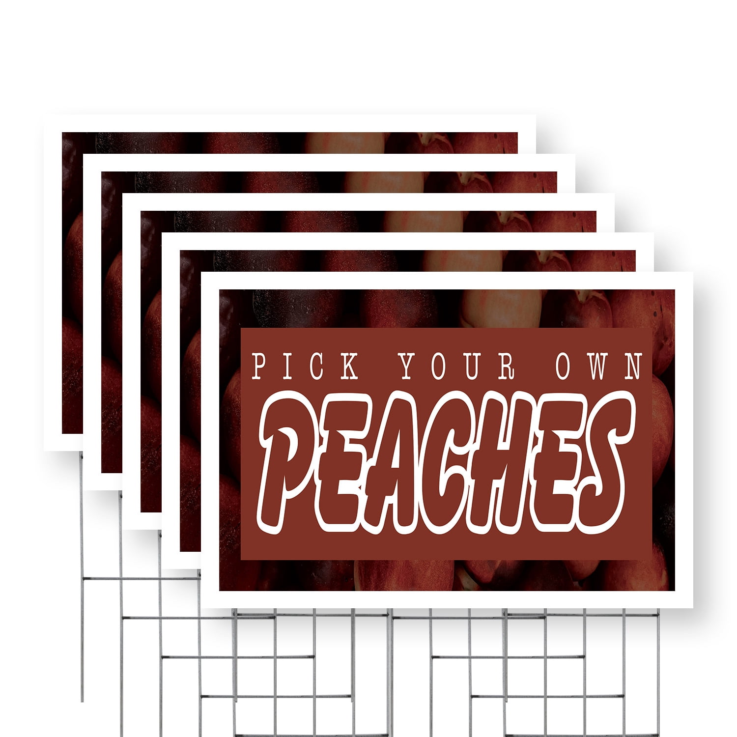 Pick Your Own Peaches Yard Sign 5 Pack of 24 Inch x 36 Inch Single ...