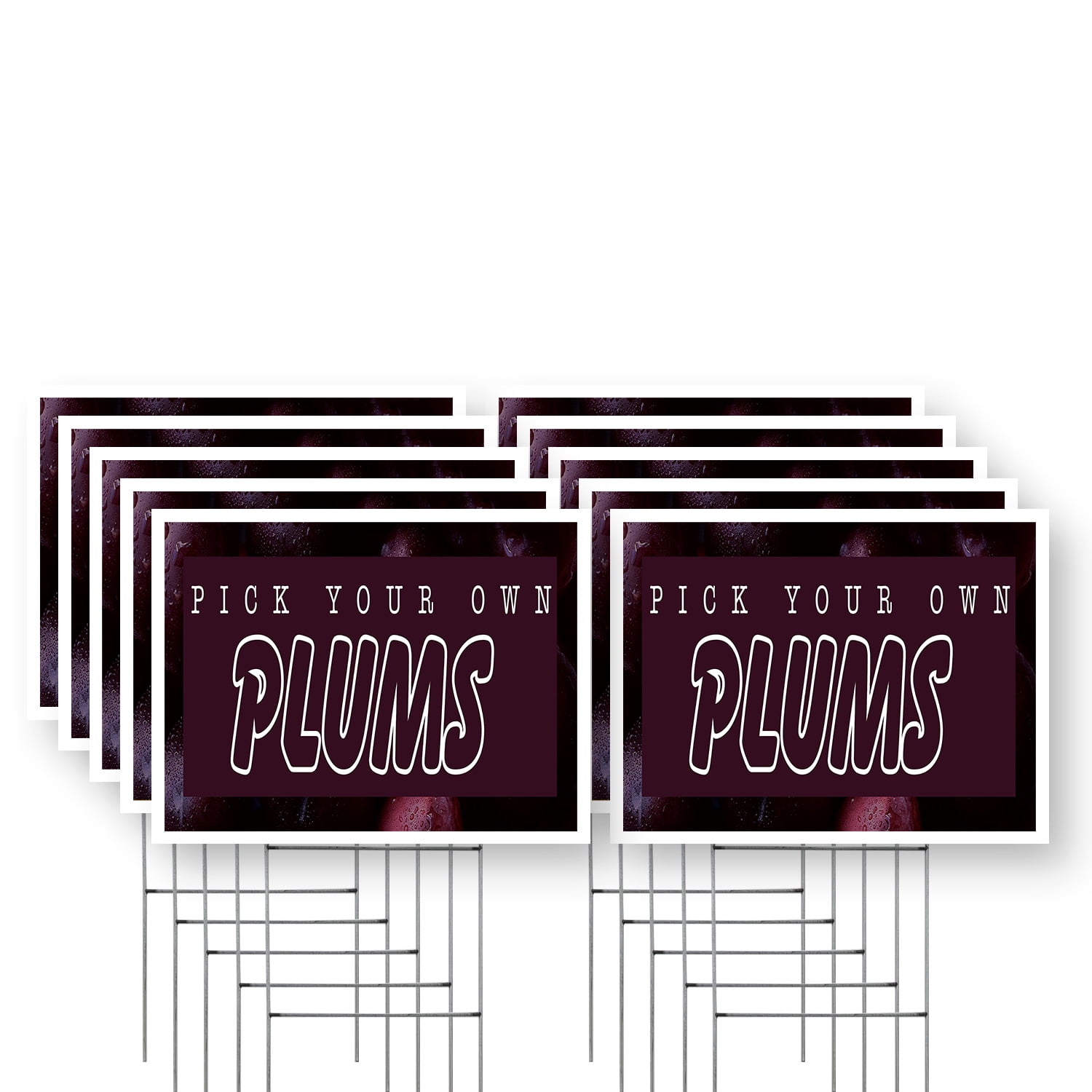 Pick Your Own Plums Yard Sign 10 Pack of 12 Inch x 16 Inch Double Sided ...