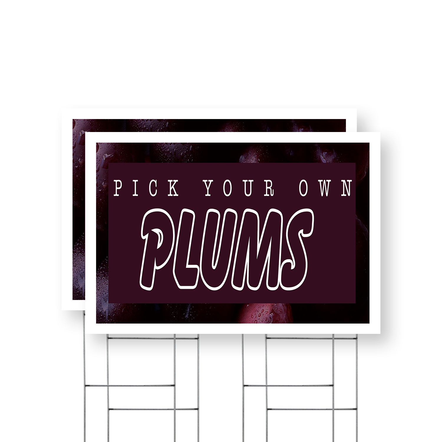 Pick Your Own Plums Yard Sign 2 Pack of 24 Inch x 36 Inch Double Sided ...