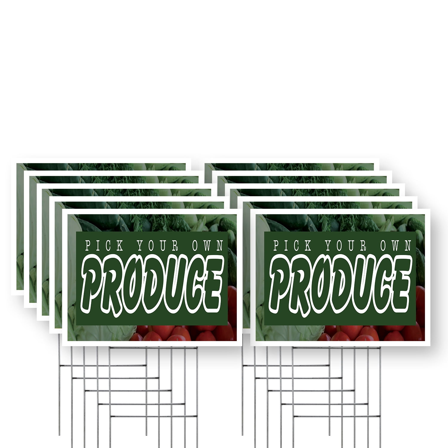 Pick Your Own Produce Yard Sign 10 Pack of 18 Inch x 24 Inch Double ...