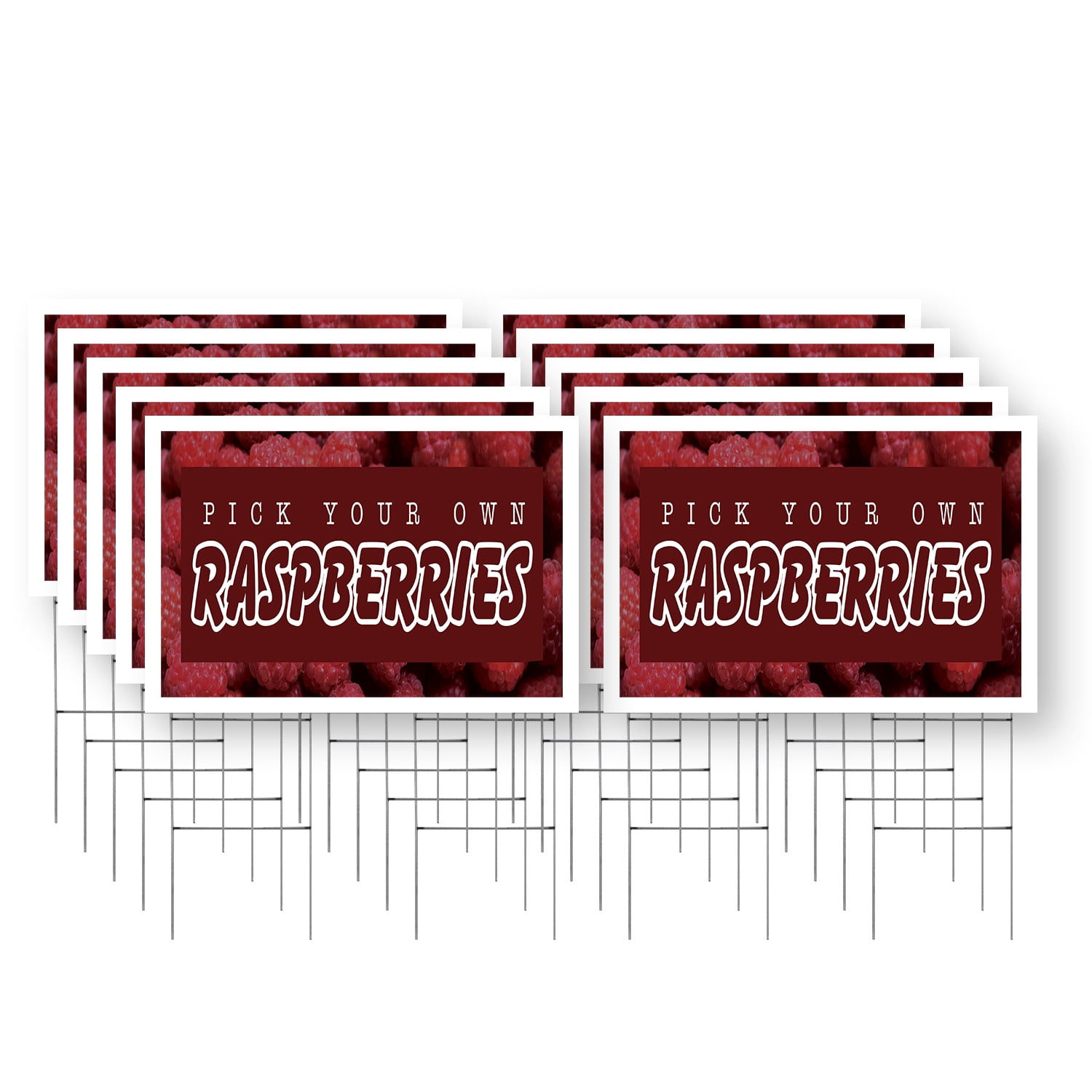 Pick Your Own Raspberries Yard Sign 10 Pack of 24 Inch x 36 Inch Single ...
