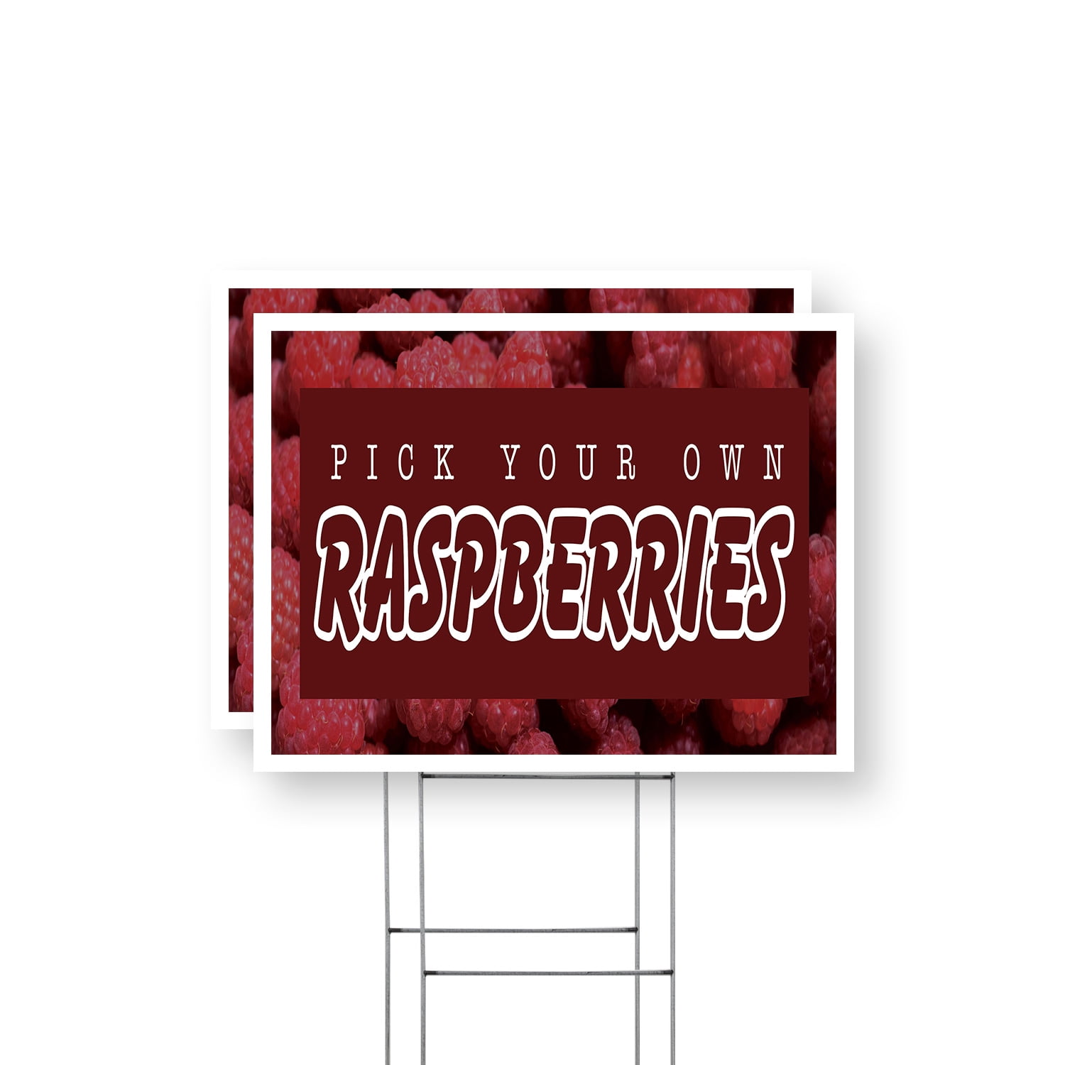 Pick Your Own Raspberries Yard Sign 2 Pack of 18 Inch x 24 Inch Single ...