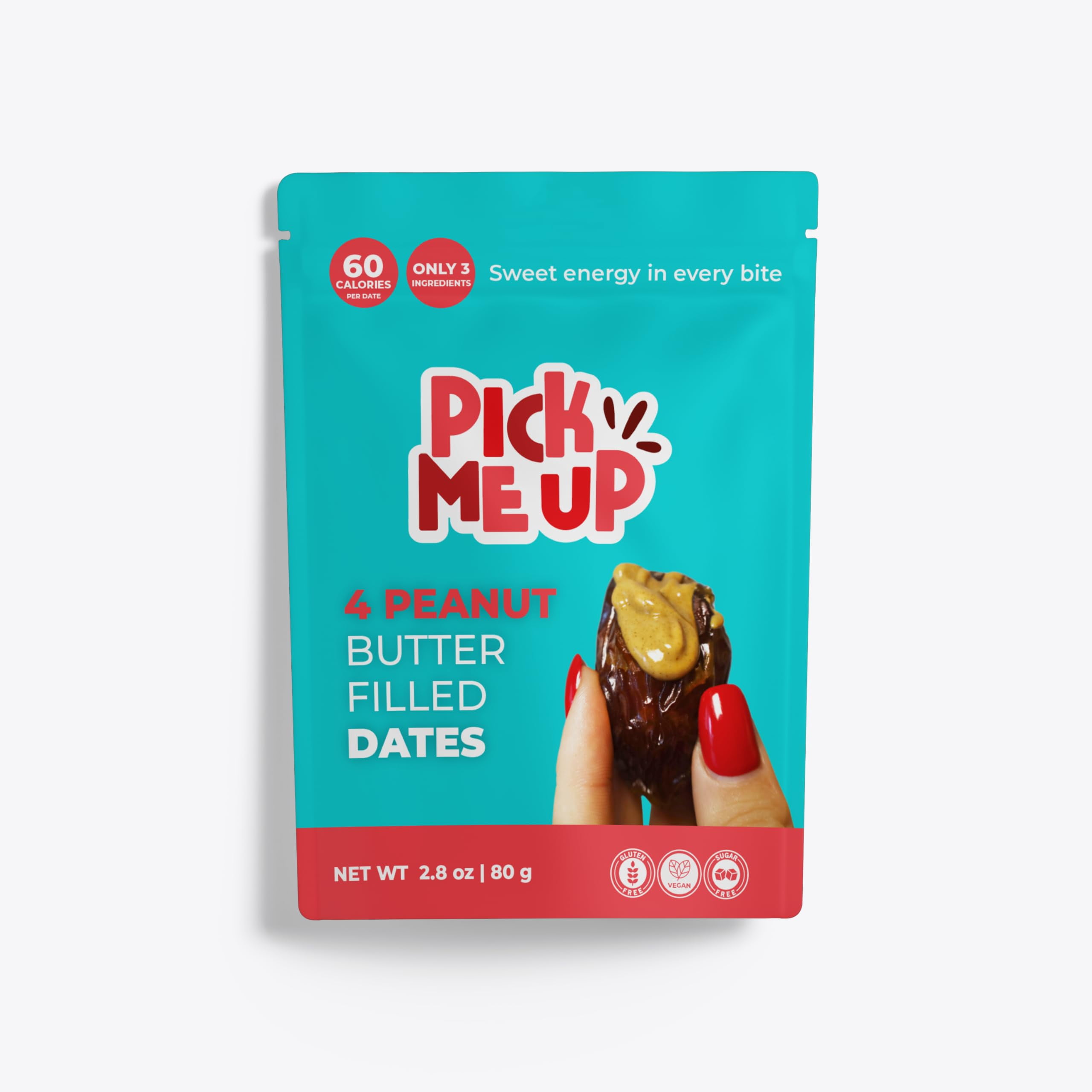 Pick Me Up Snacks IRF13 - Pack of 5 Organic Medjool Dates Filled with ...