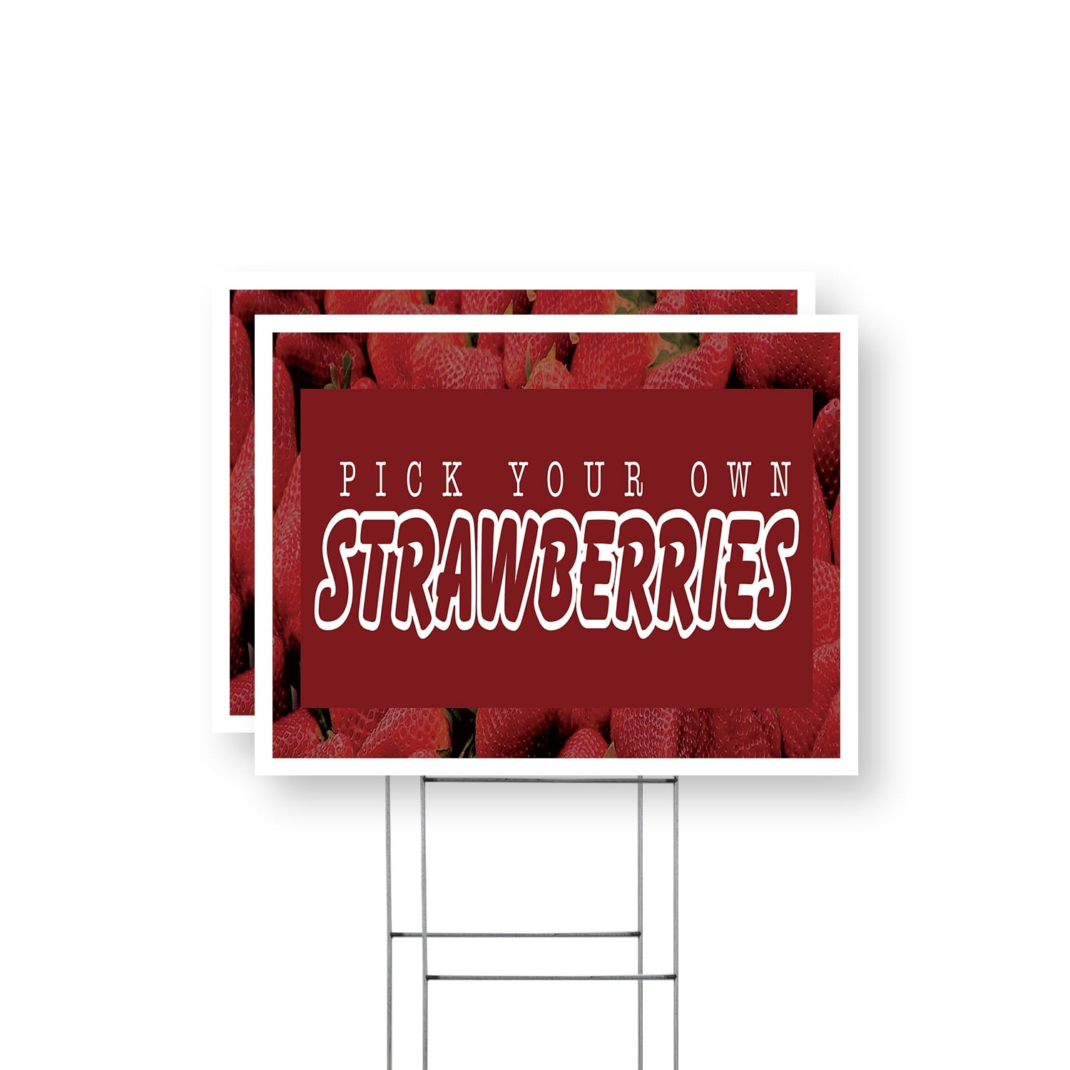 Pick Your Own Strawberries Yard Sign 2 Pack of 12 Inch x 16 Inch Double ...