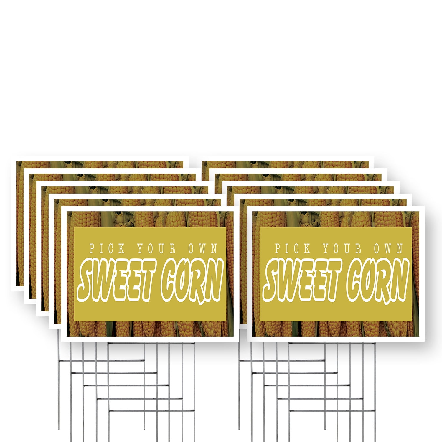 Pick Your Own Sweet Corn Yard Sign 10 Pack of 12 Inch x 16 Inch Double ...