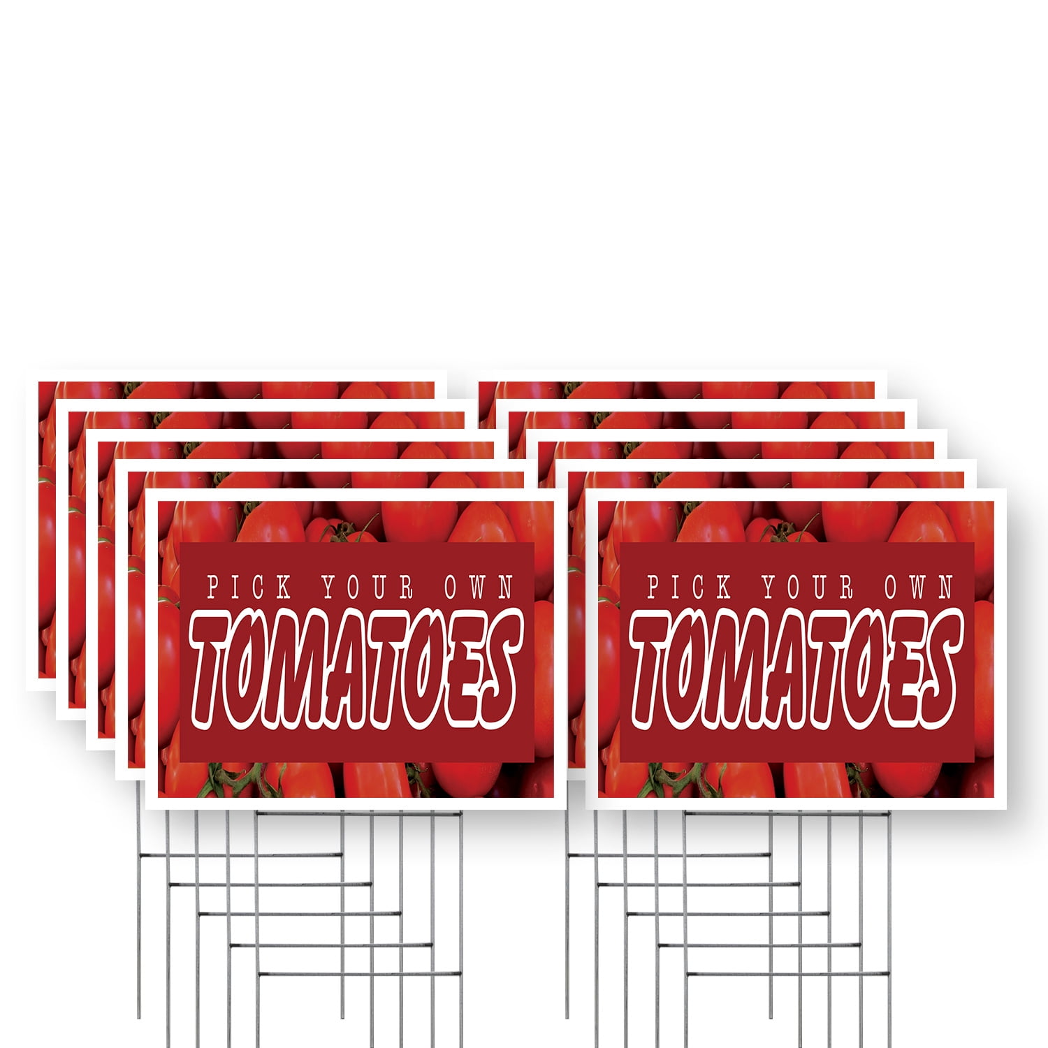 Pick Your Own Tomatoes Yard Sign 10 Pack of 18 Inch x 24 Inch Double ...