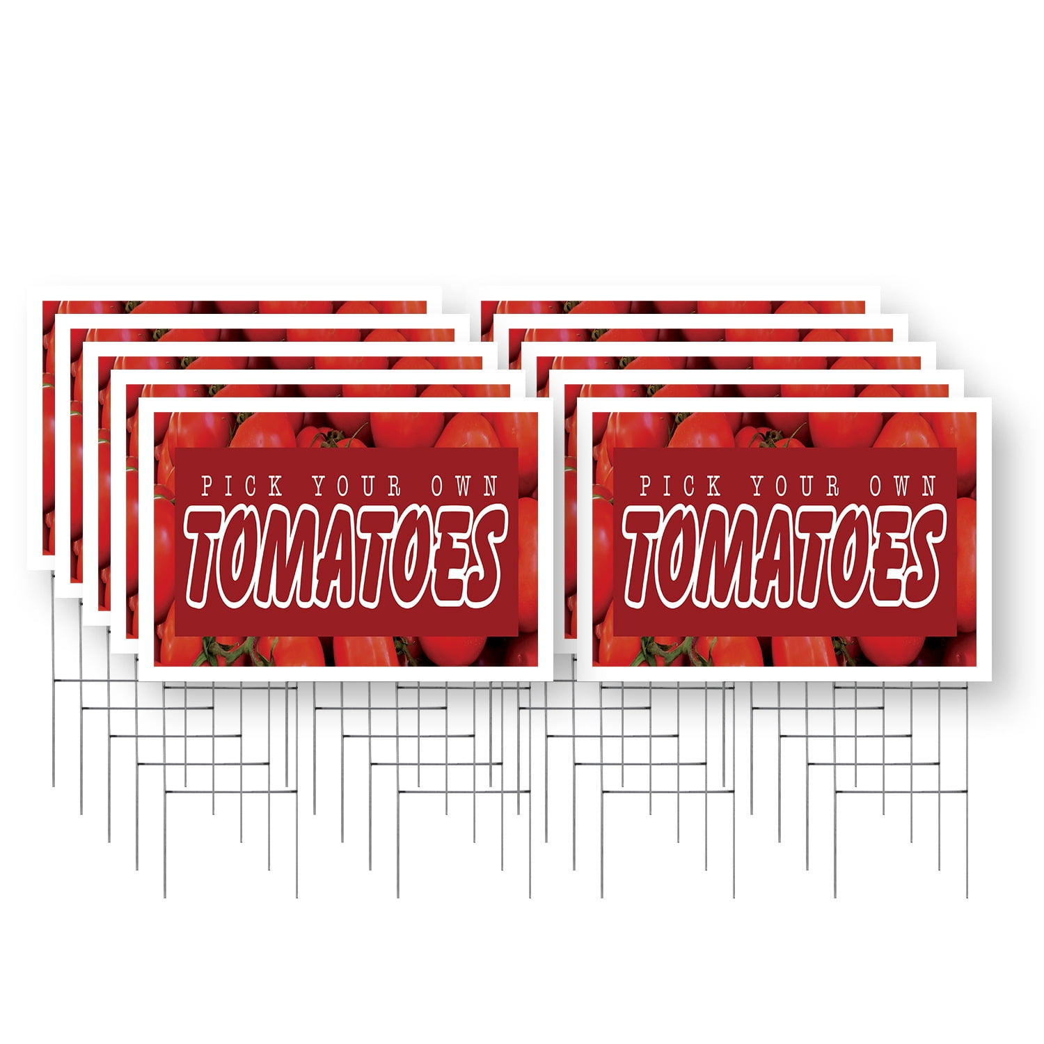 Pick Your Own Tomatoes Yard Sign 10 Pack of 24 Inch x 36 Inch Double ...