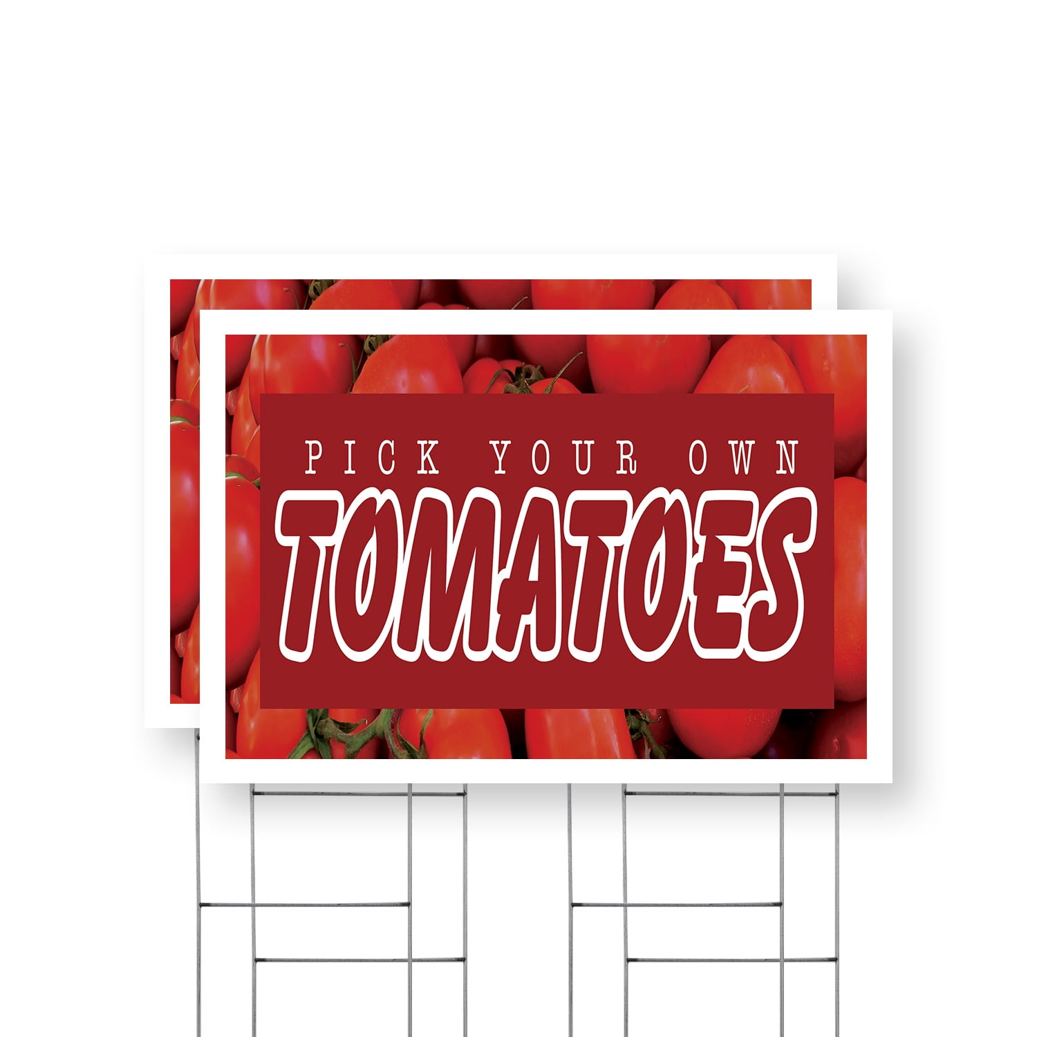 Pick Your Own Tomatoes Yard Sign 2 Pack of 24 Inch x 36 Inch Single ...
