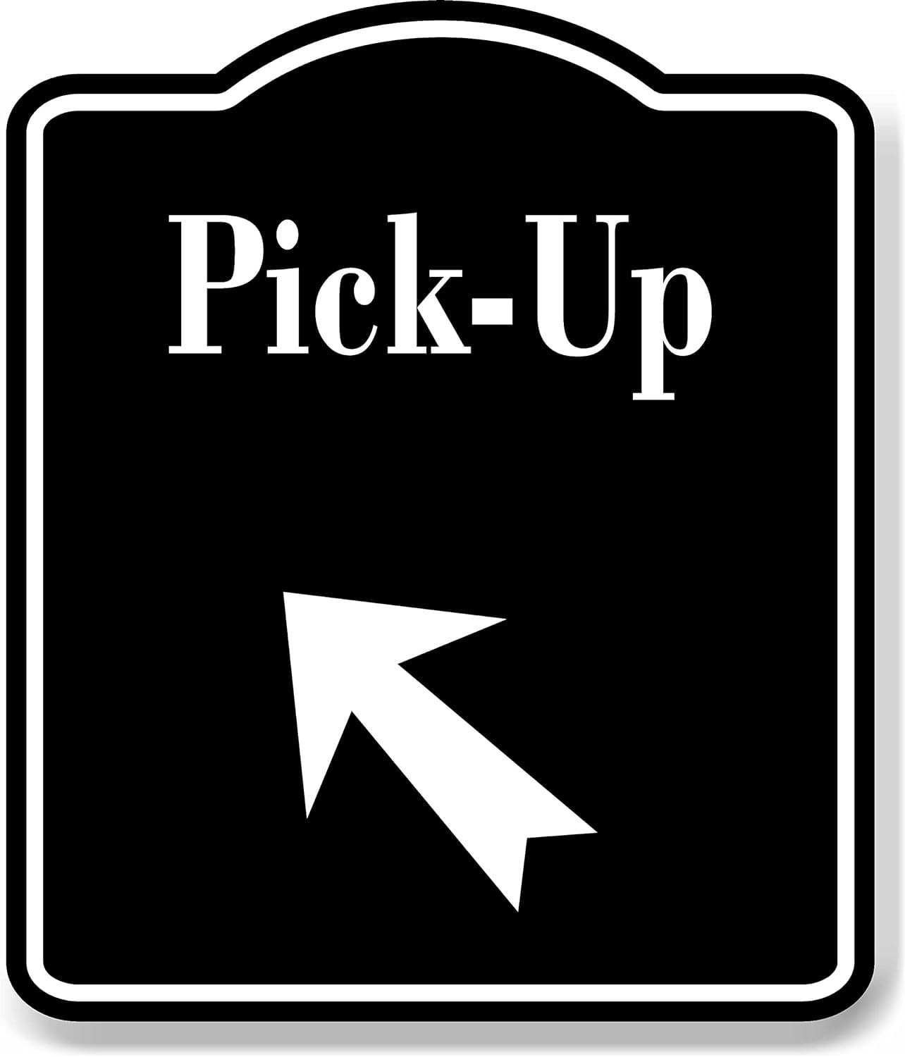 Pick-Up 45 Degree Up Left Arrow BLACK Aluminum Composite Sign, 20"x24 ...