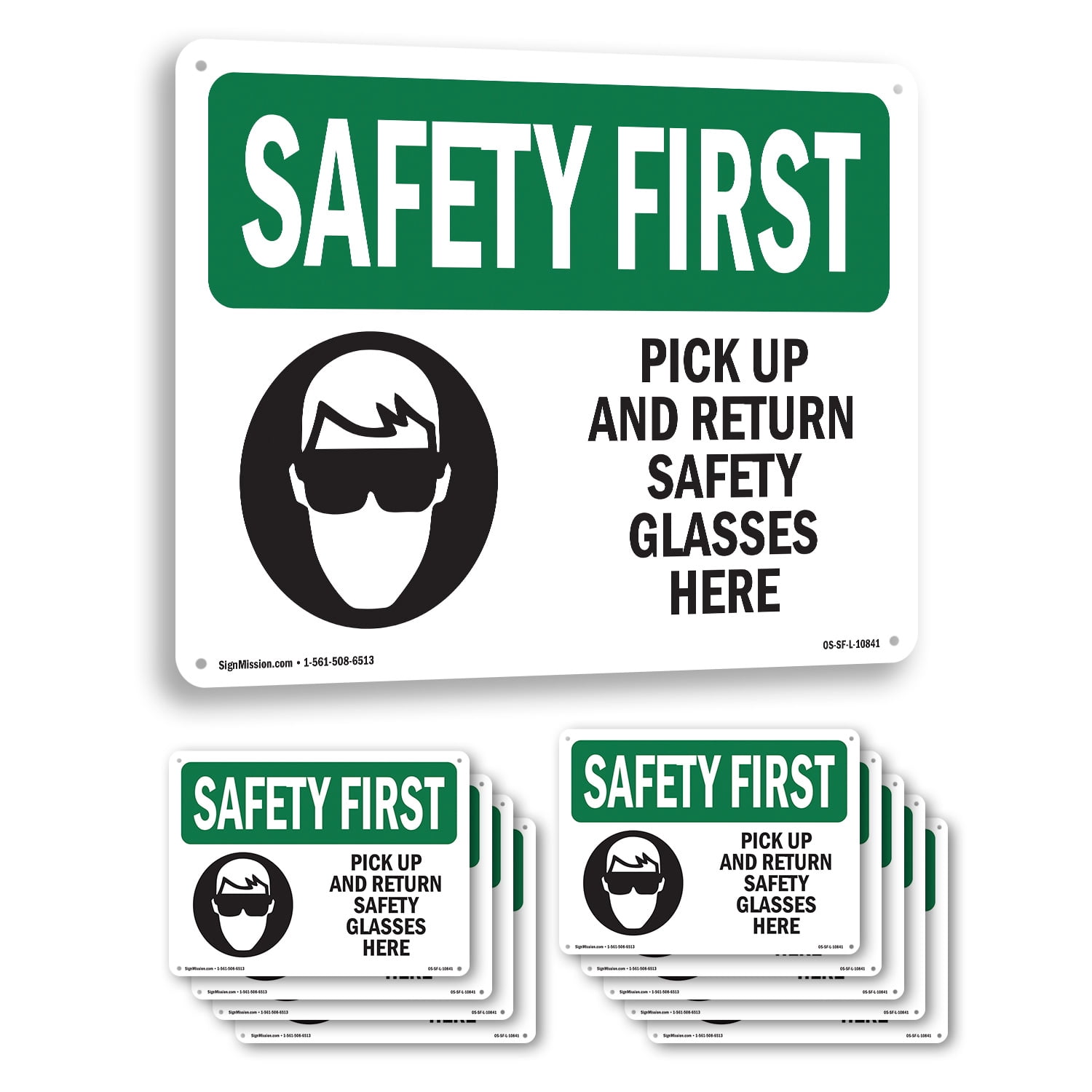 Pick Up And Return Safety Glasses Here OSHA SAFETY FIRST Aluminum Sign ...