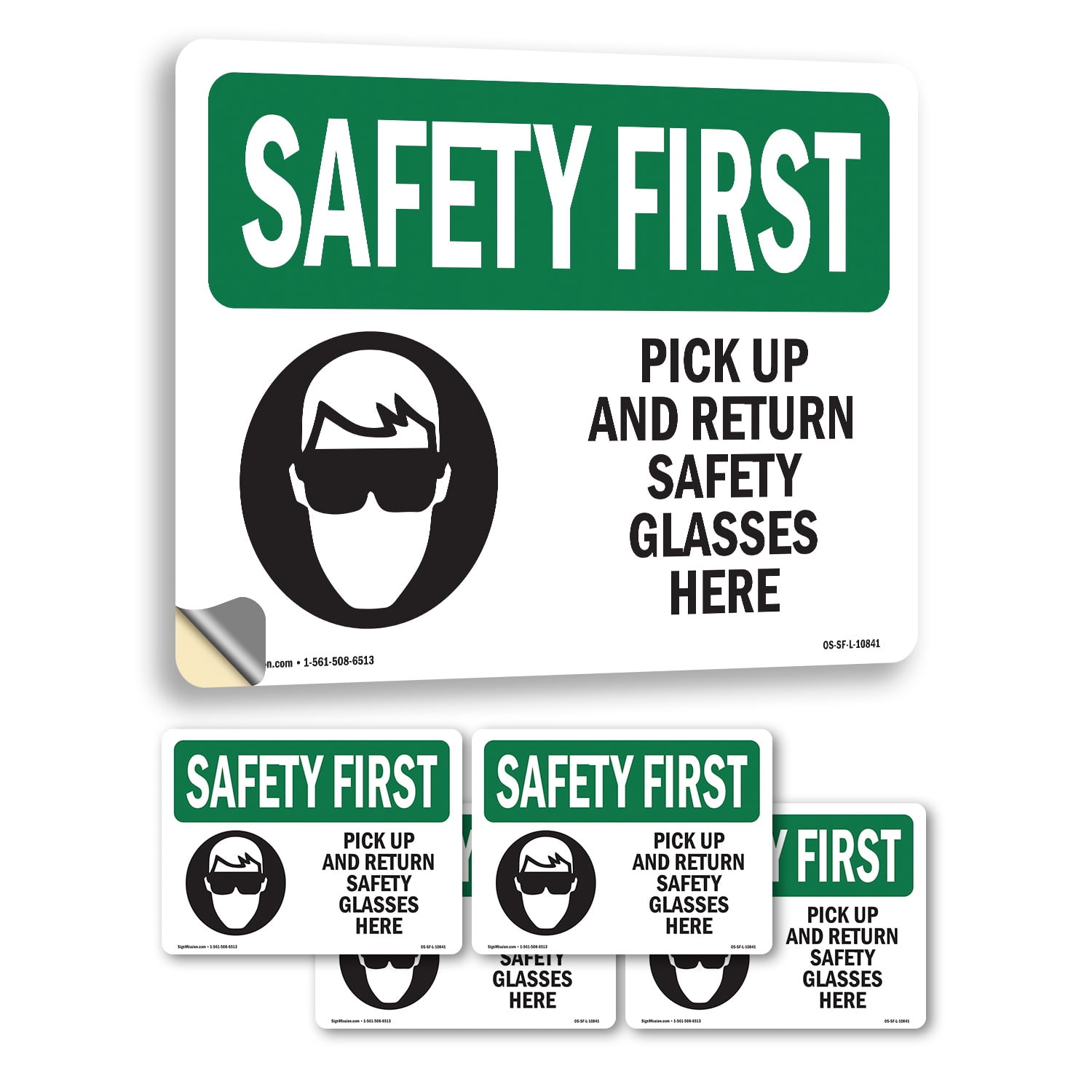 Pick Up And Return Safety Glasses Here OSHA SAFETY FIRST Vinyl Decal ...