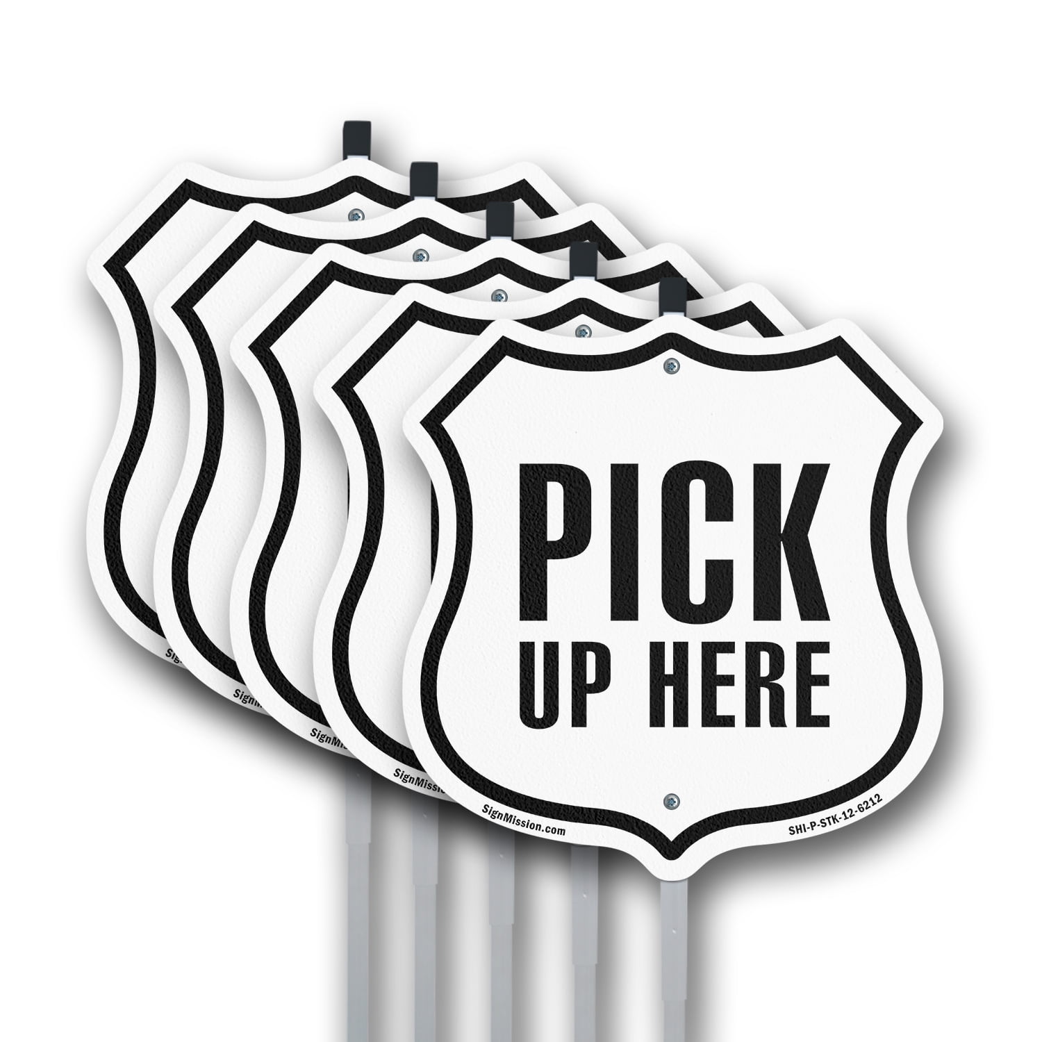 Pick Up Here (5 Pack) 12 inch X 12 inch Shield Shaped Rust-Free ...