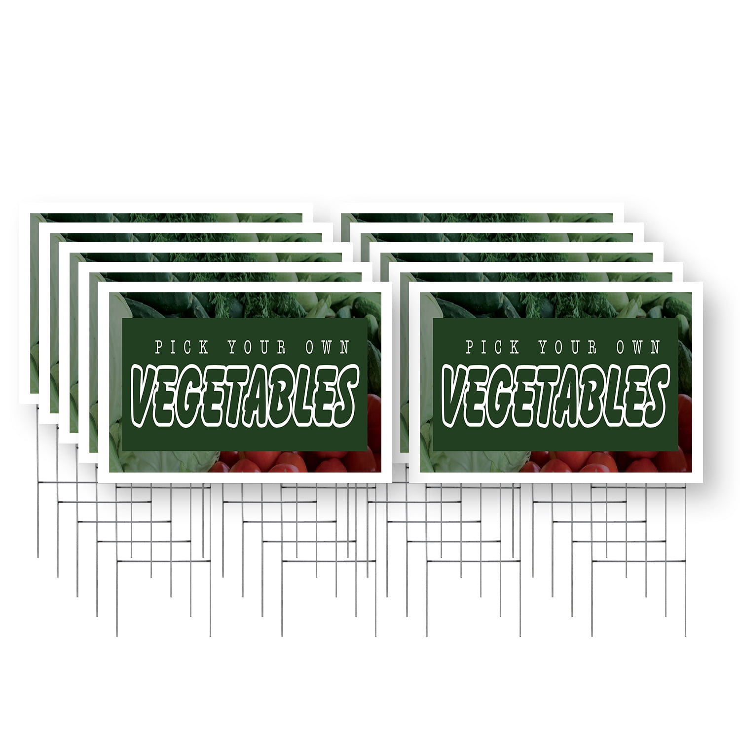 Pick Your Own Vegetables Yard Sign 10 Pack of 24 Inch x 36 Inch Double ...