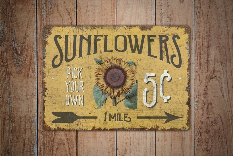 Pick Your Own Sunflowers Pick Sunflowers Sign Pick Sunflowers Vintage ...