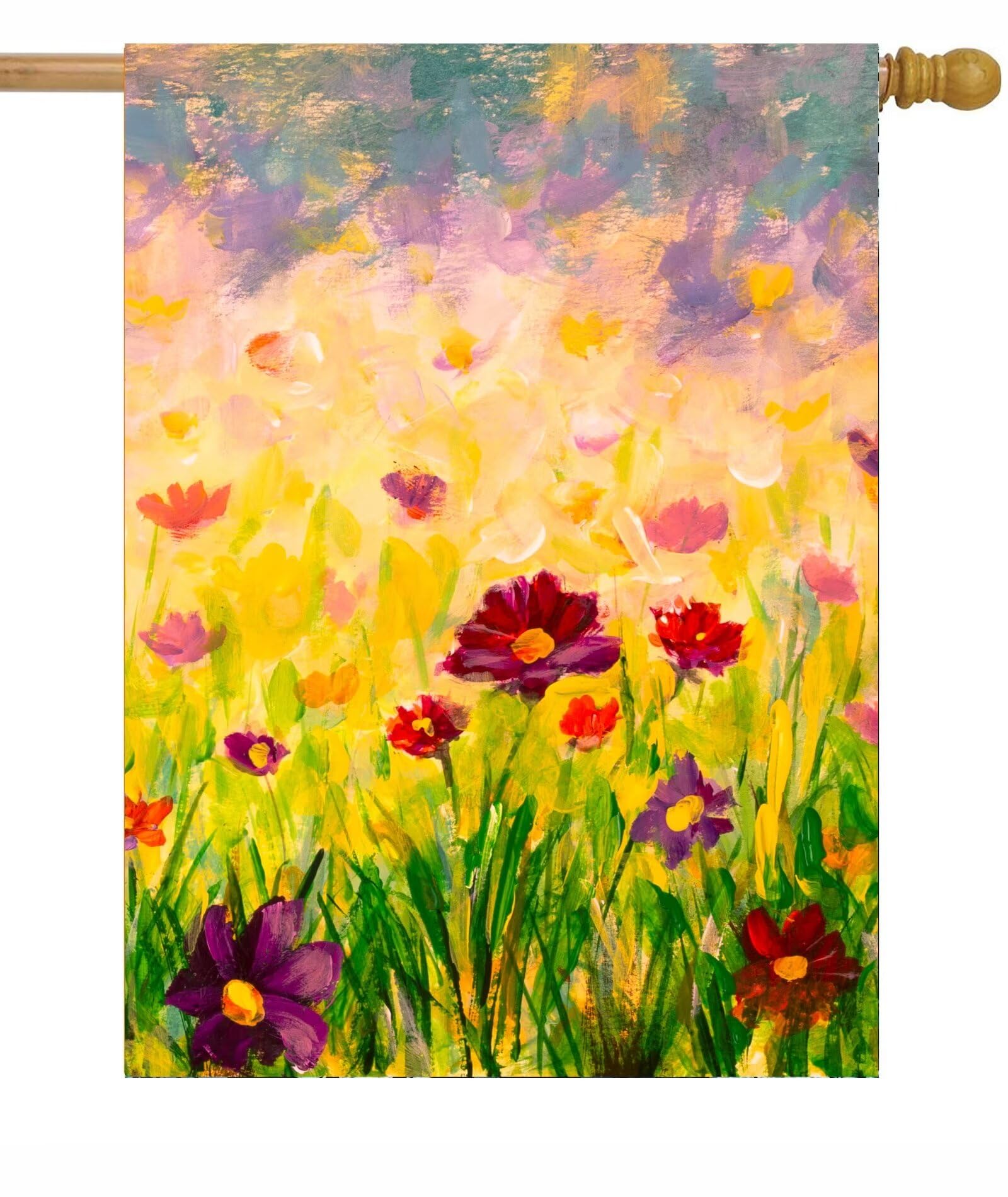 Pickako Oil Painting Nature Grass Flowers Spring Floral Garden Flag 28 ...