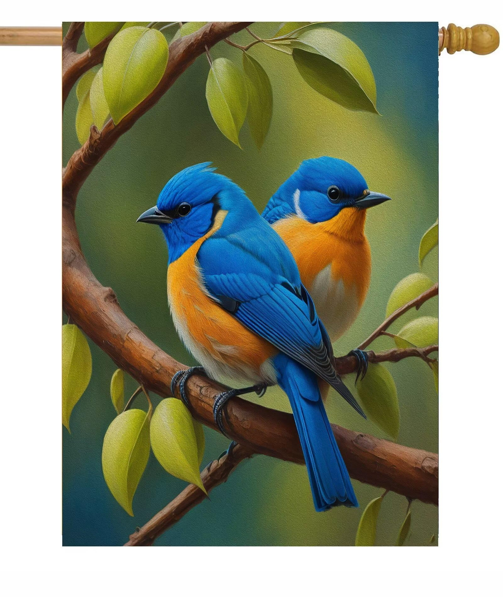 Pickako Oil Paintings Blue Birds in the Apple Tree Spring Scene Large ...