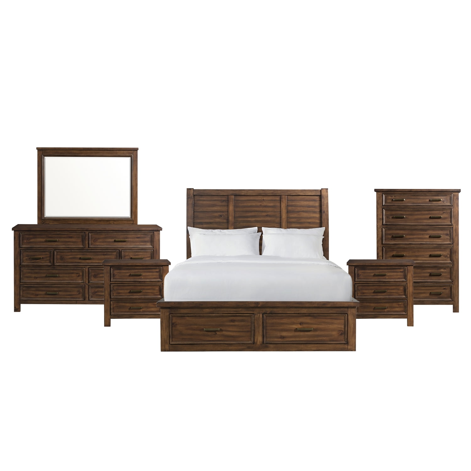 Picket House Damen 6 Piece King Platform Storage Bedroom Set in ...