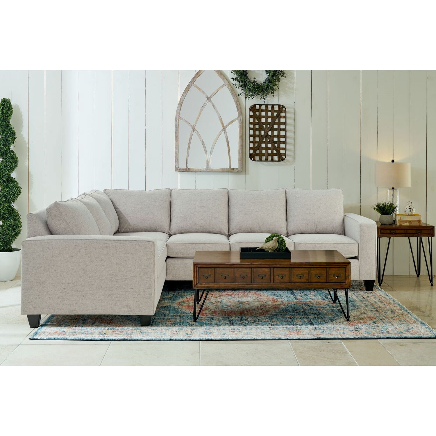 Picket House Furnishings Boha 117"W Wood & Fabric Sectional Set in ...